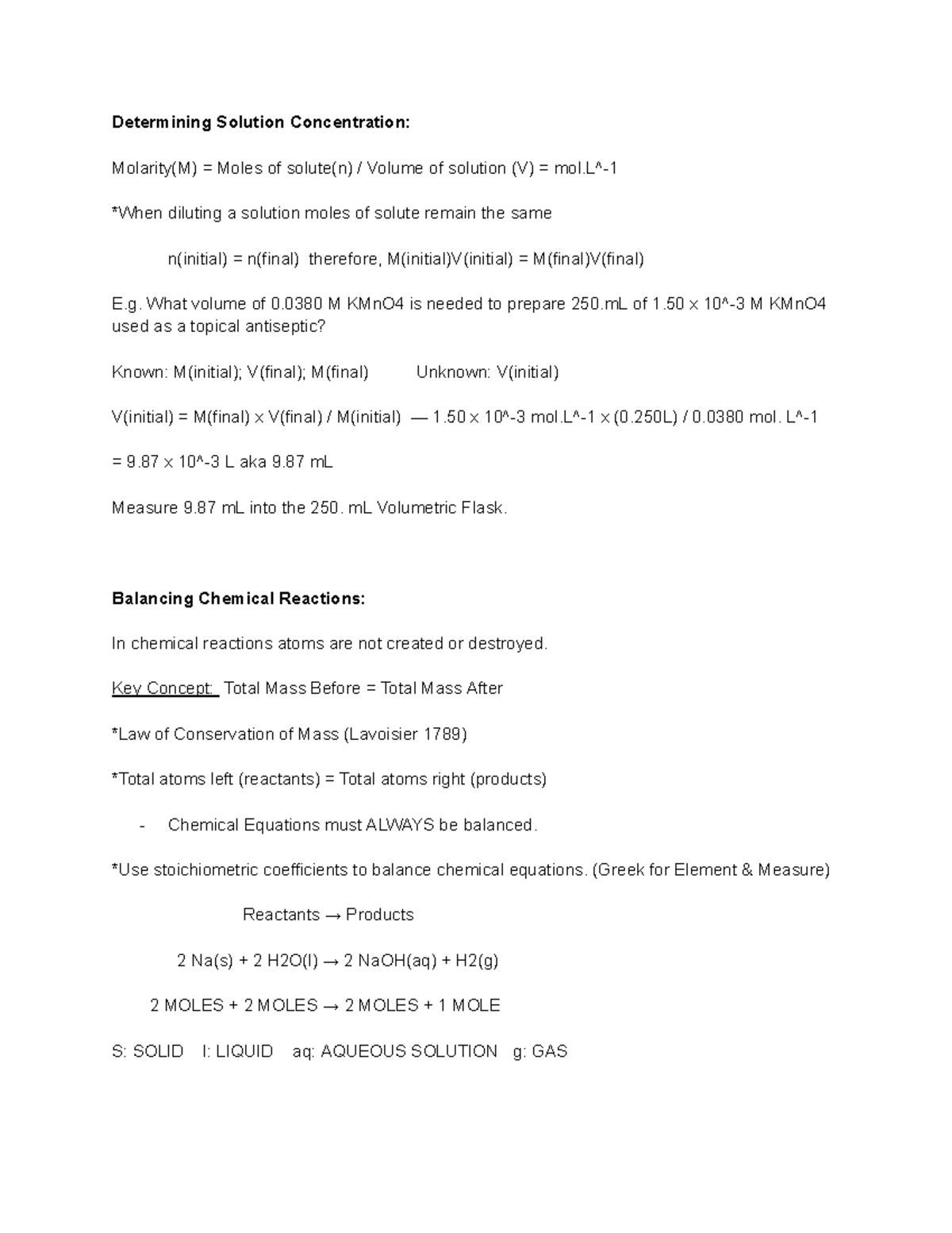 Chem Lecture 10 2 - Google Docs - Determining Solution Concentration ...