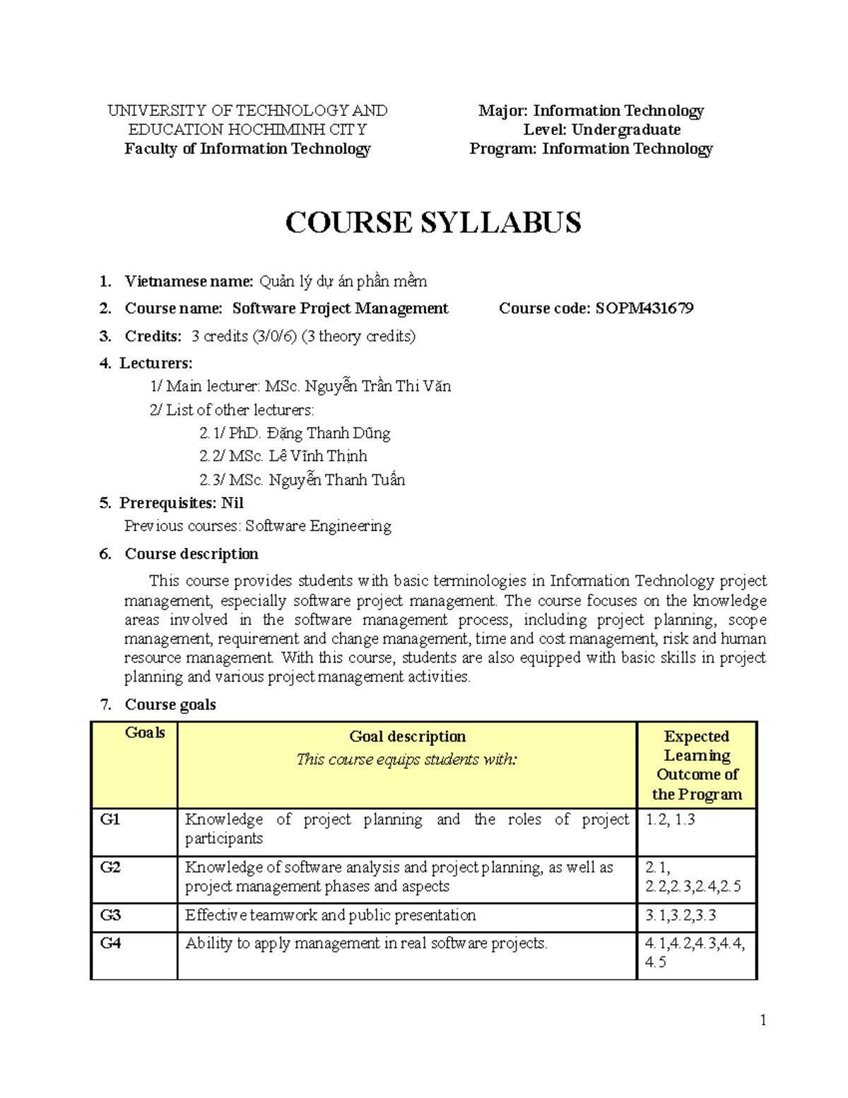 SOPM431679 E Software Project Management - UNIVERSITY OF TECHNOLOGY AND ...