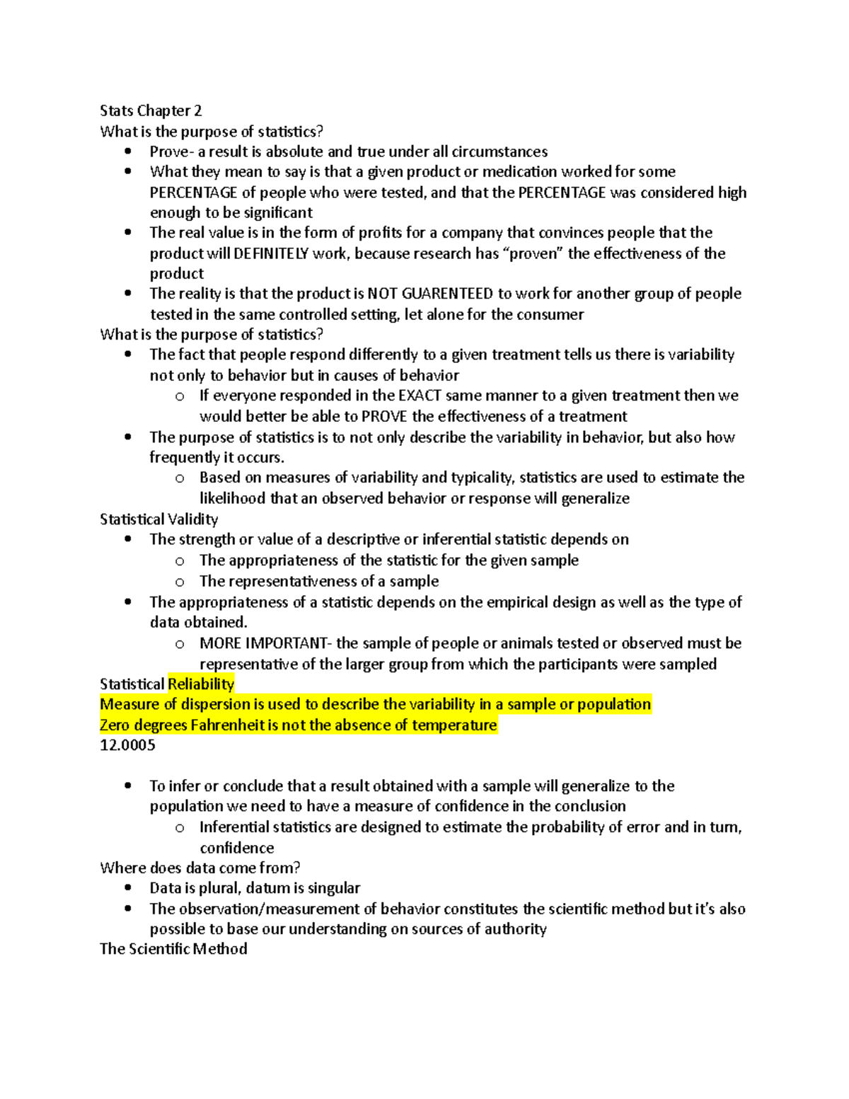 Statistics Chapter 2 Notes - Stats Chapter 2 What is the purpose of ...