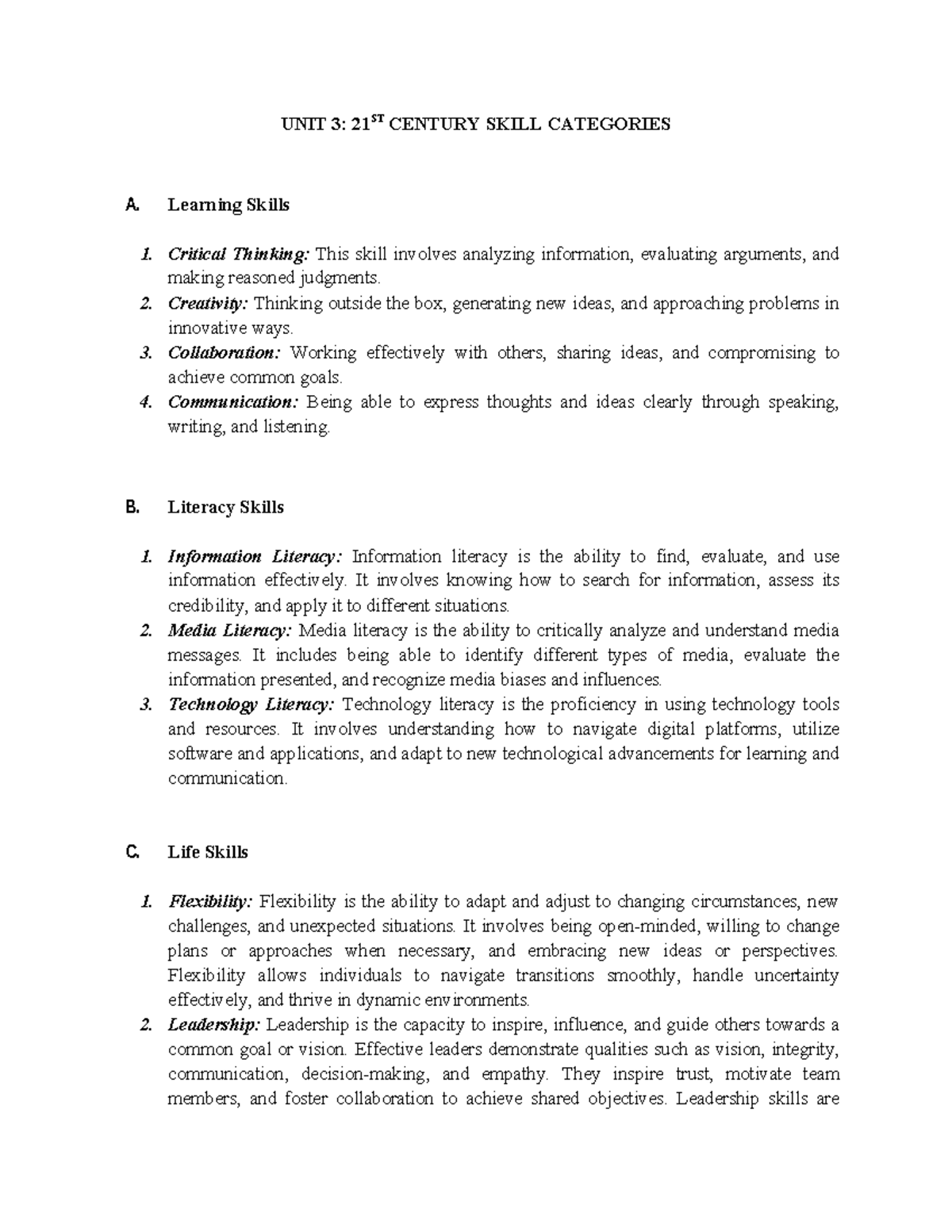 UNIT 3 Science Major - Building and Enhancing New literacies across ...