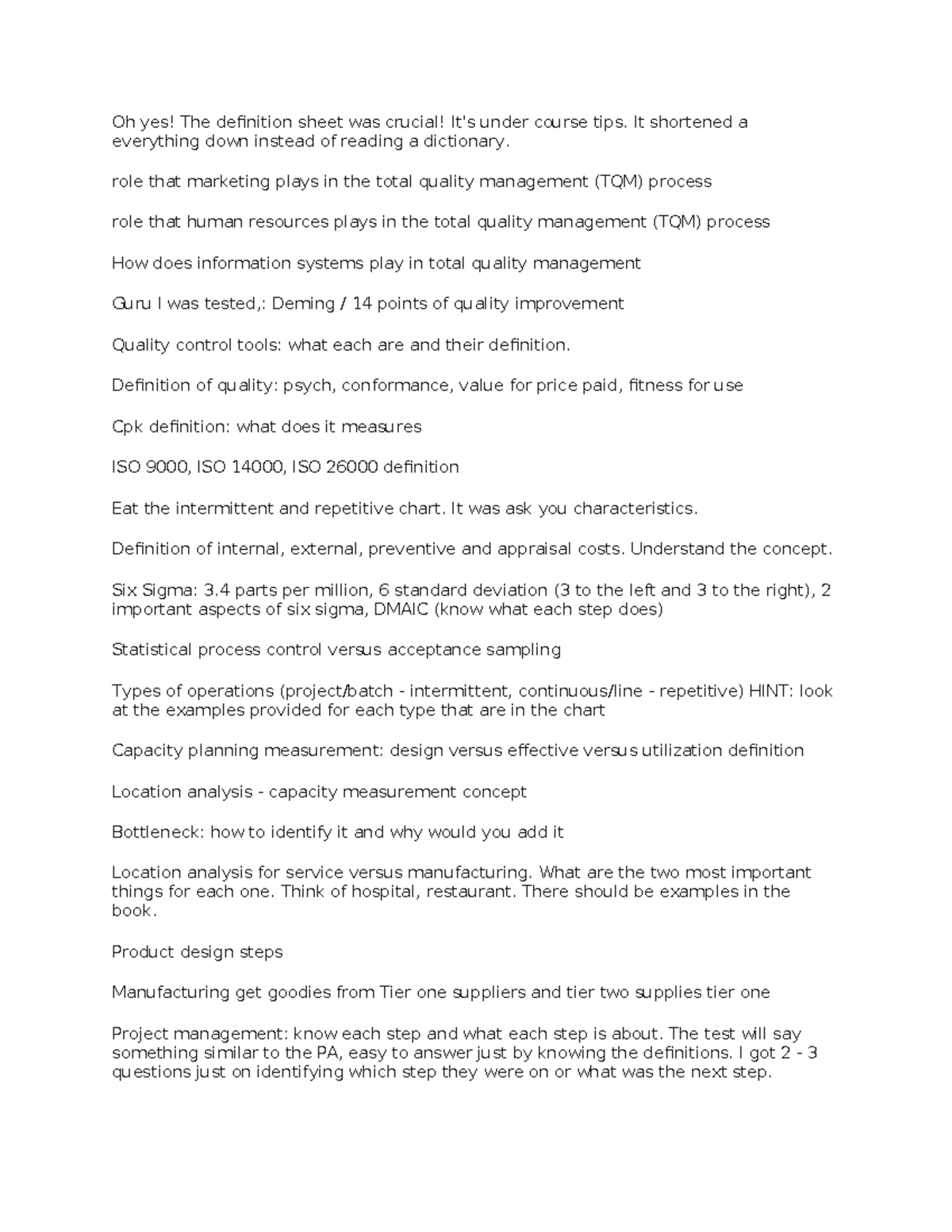 OA Study Guide - Oh yes! The definition sheet was crucial! It's under ...