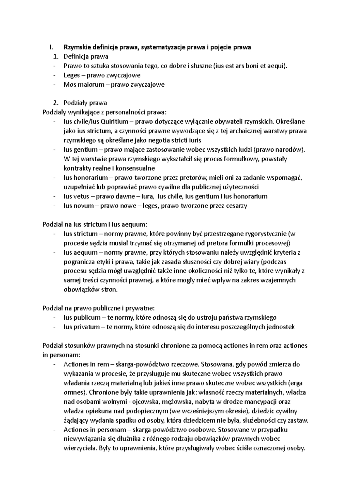 Prawo rzymskie -1 rozdział - I. Rzymskie definicje prawa ...