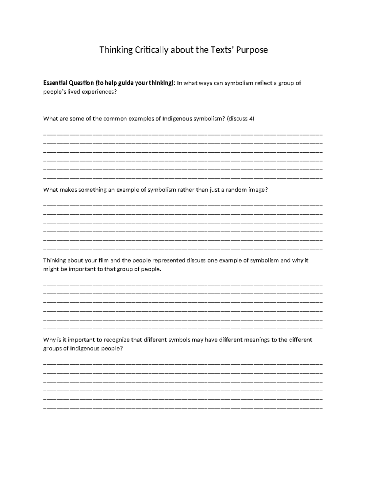 Thinking Critically about the Texts - - Studocu