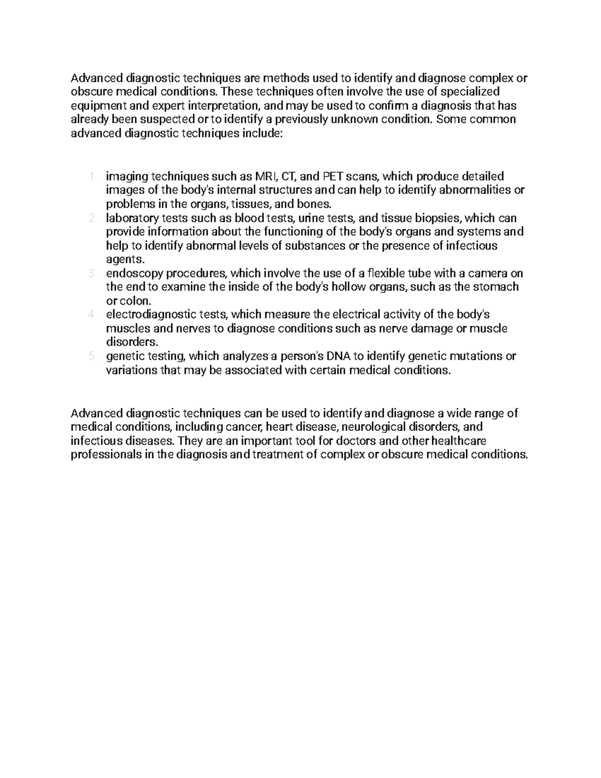 AA)) - notes - Advanced diagnostic techniques are methods used to ...