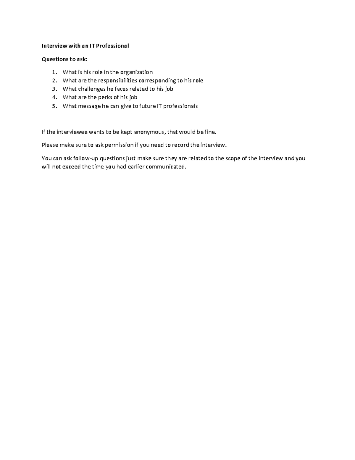 Interview with an IT Professional - Interview with an IT Professional ...