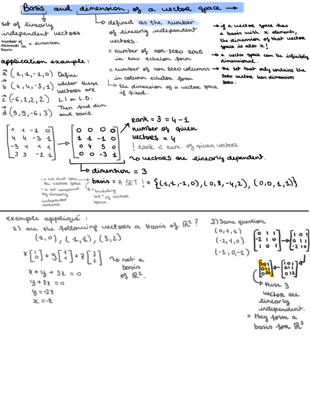 Basis, dimension, spanning set - MAT1341 - Studocu