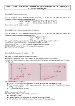 Série 3 S5 2020 - cours de éléctrochimie s5 - SMC (S5) Année universitaire : 2020/ 2021 M31 ...