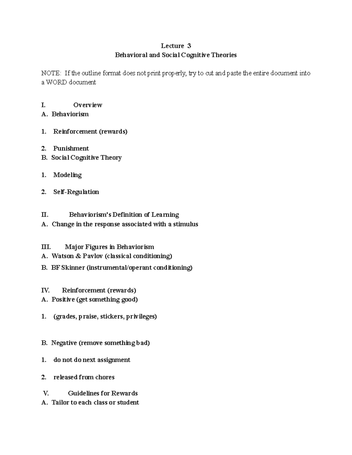 Exam 2 Study Notes - Lecture 3 Behavioral and Social Cognitive Theories ...