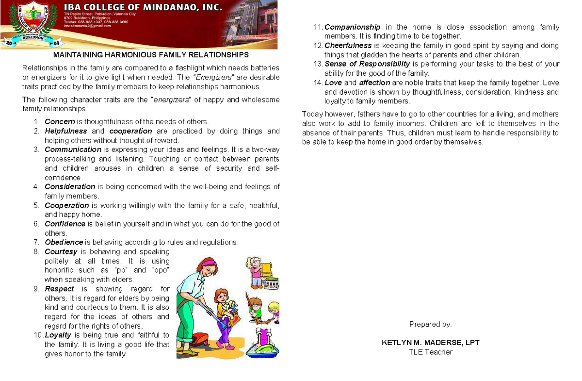 TLE7 Lesson 4 - TLE7 - MAINTAINING HARMONIOUS FAMILY RELATIONSHIPS ...