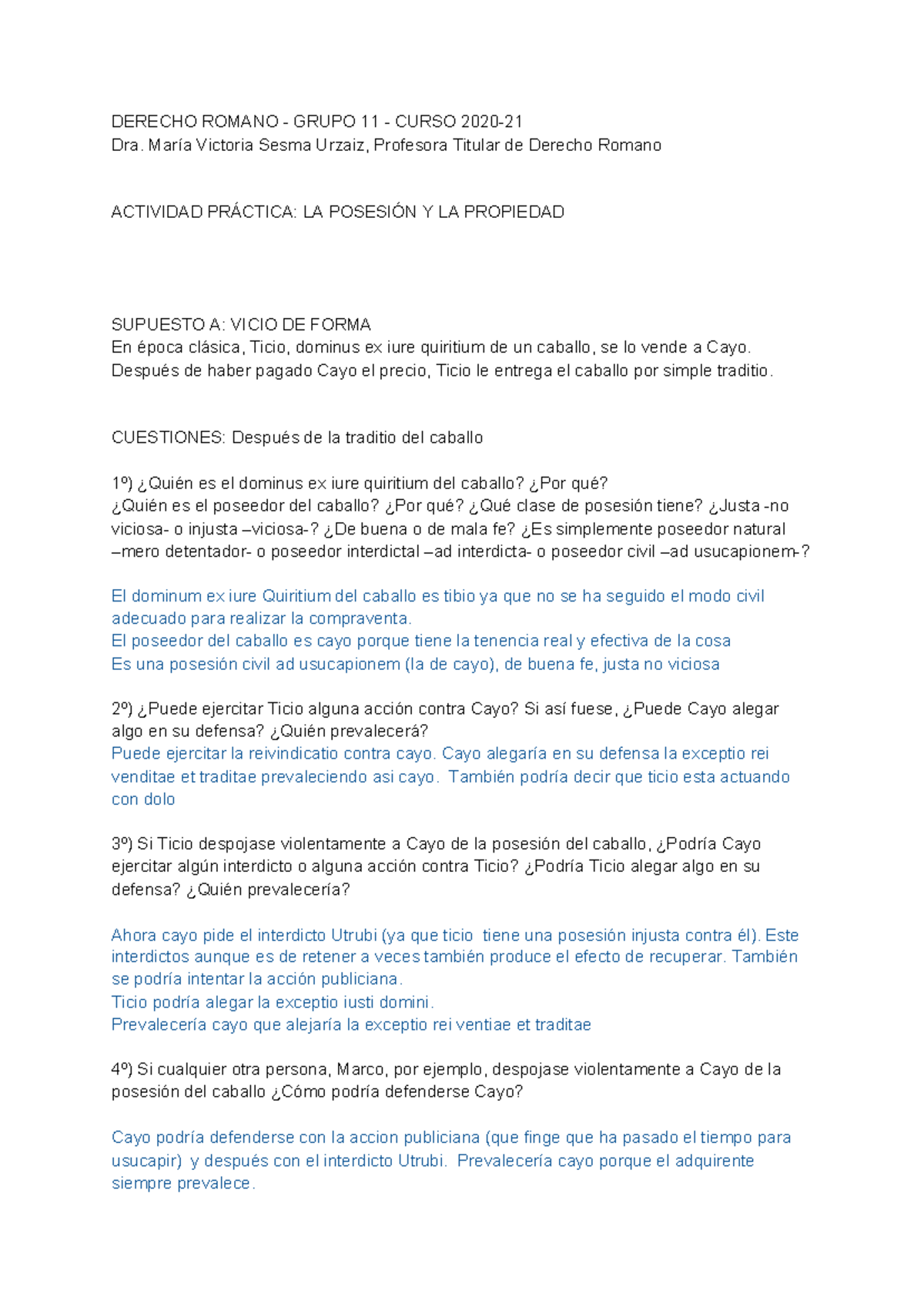 Práctica vicio de forma - DERECHO ROMANO - GRUPO 11 - CURSO 2020- Dra ...