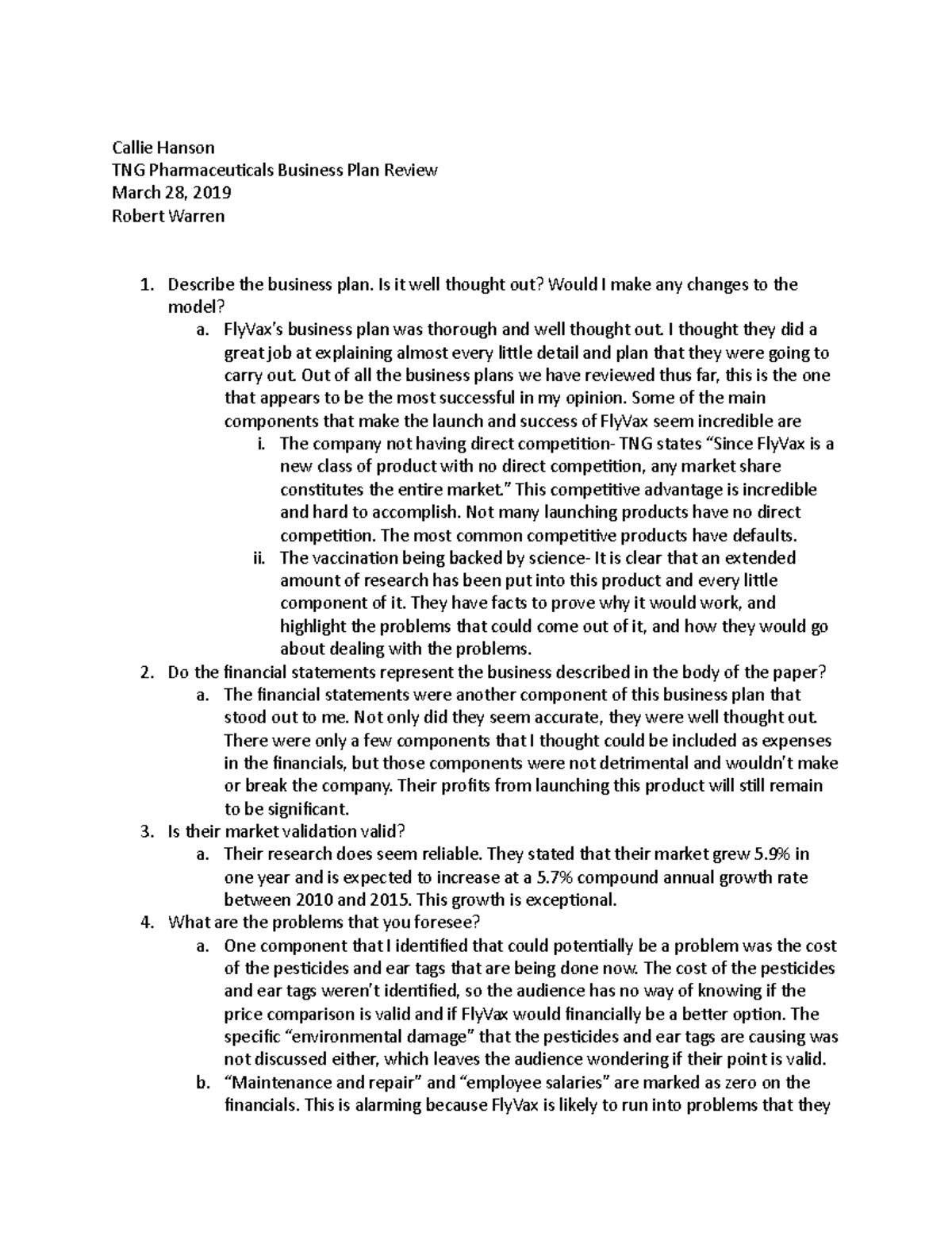 TNG:Fly Vax Business Review - Callie Hanson TNG Pharmaceuticals ...