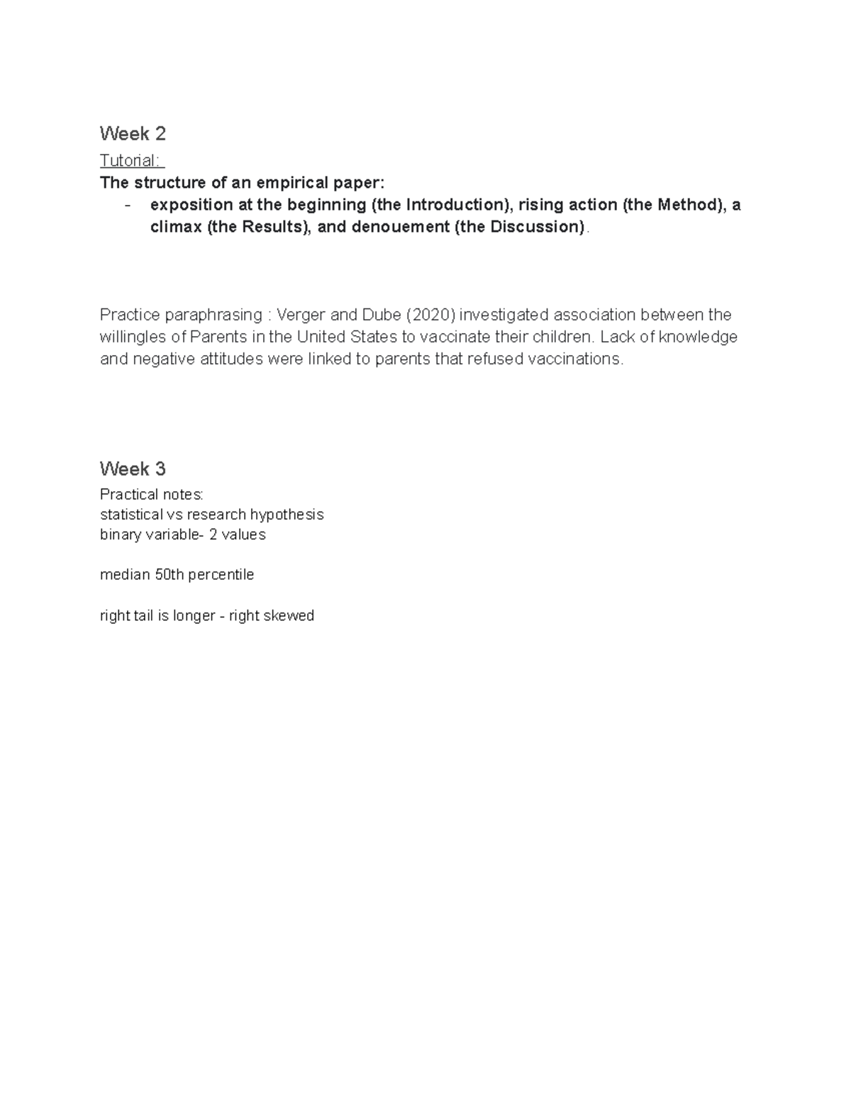 Prac and tut notes - Week 2 Tutorial: The structure of an empirical ...