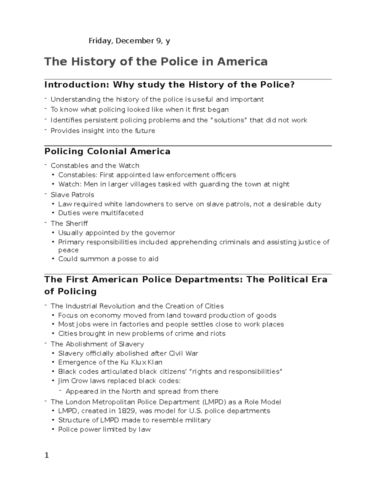 Policing 2 - History - The History of the Police in America ...