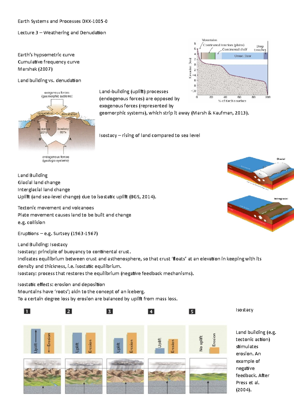 Lecture 3 - Weathering and Denudation - Earth Systems and Processes DXX ...