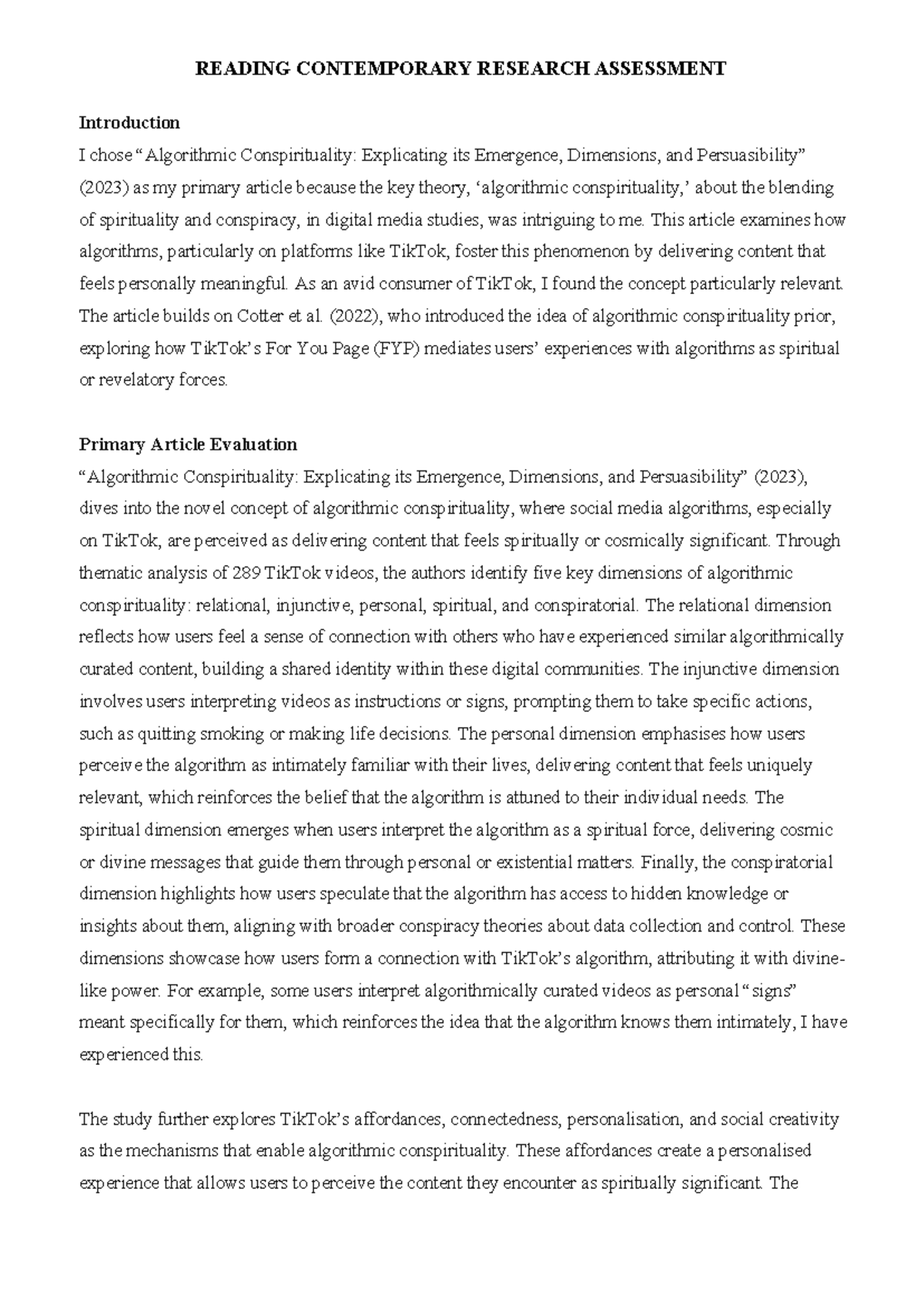 research assignment - comparative - Introduction I chose “Algorithmic ...