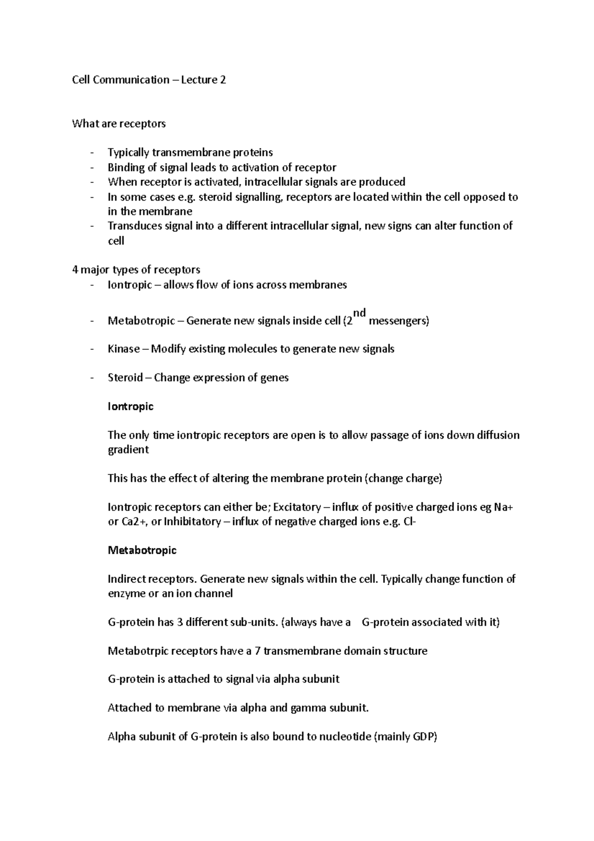 Cells TO Organisms - semester 1 and 2 notes - Cell Communica琀椀on ...