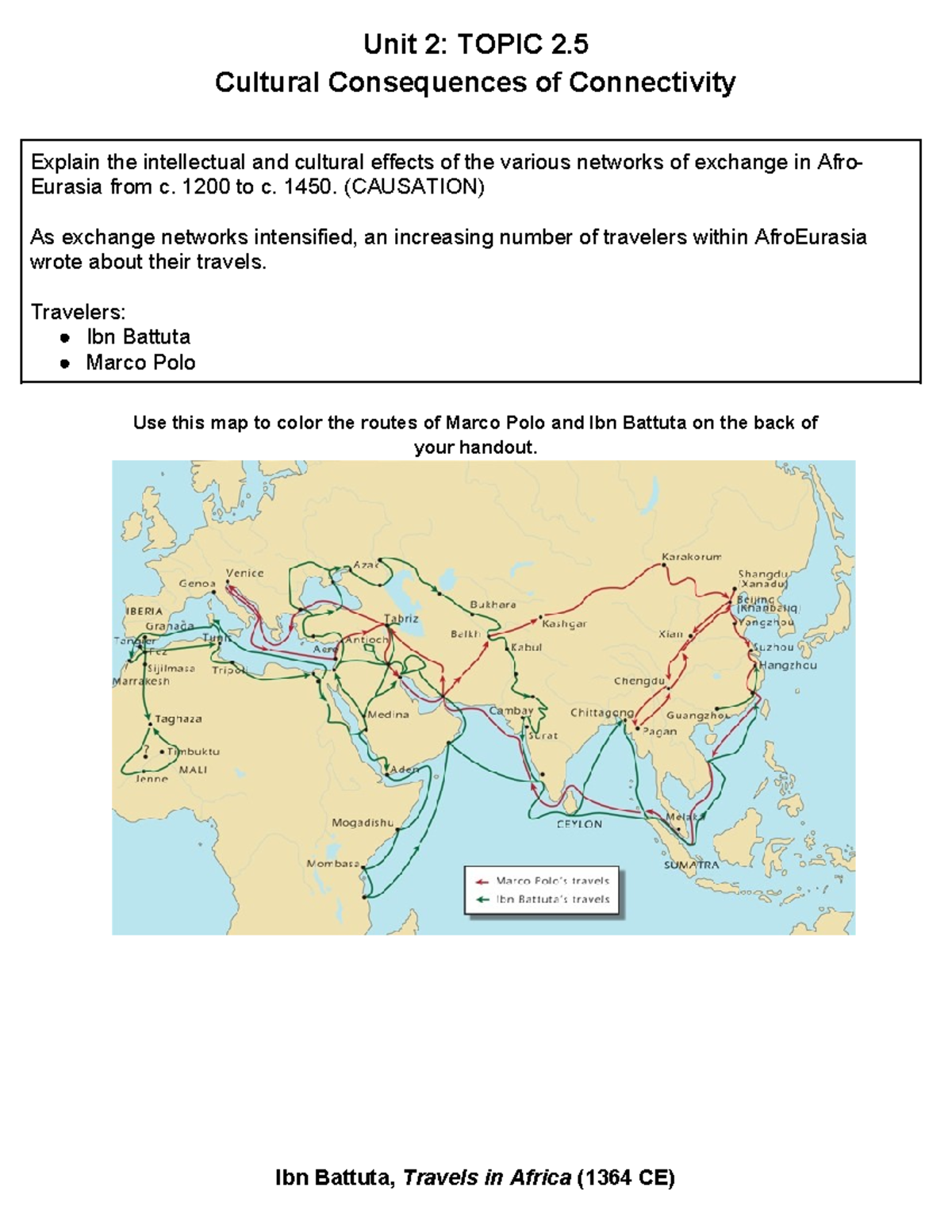 Unit 2 Marco Polo Ibn Battuta Primary Source Analysis - Unit 2: TOPIC 2 ...