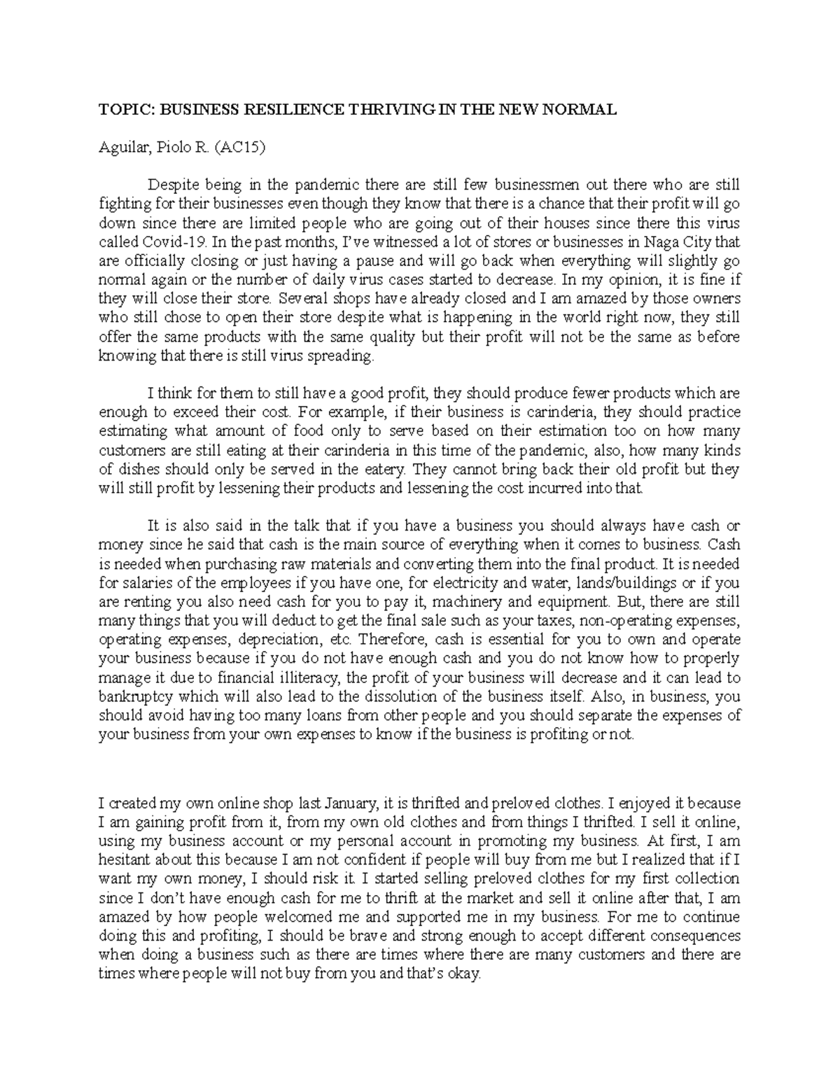 ACCA103 Aguilar AC15 Business Summit PM Session Reflection - TOPIC ...