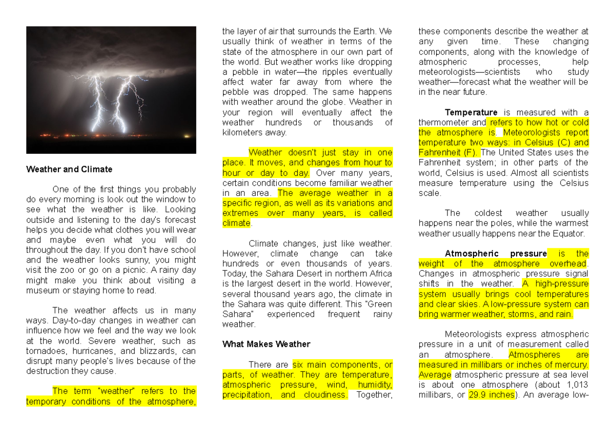 Weather-and-Climate - Yhv - Weather and Climate One of the first things ...