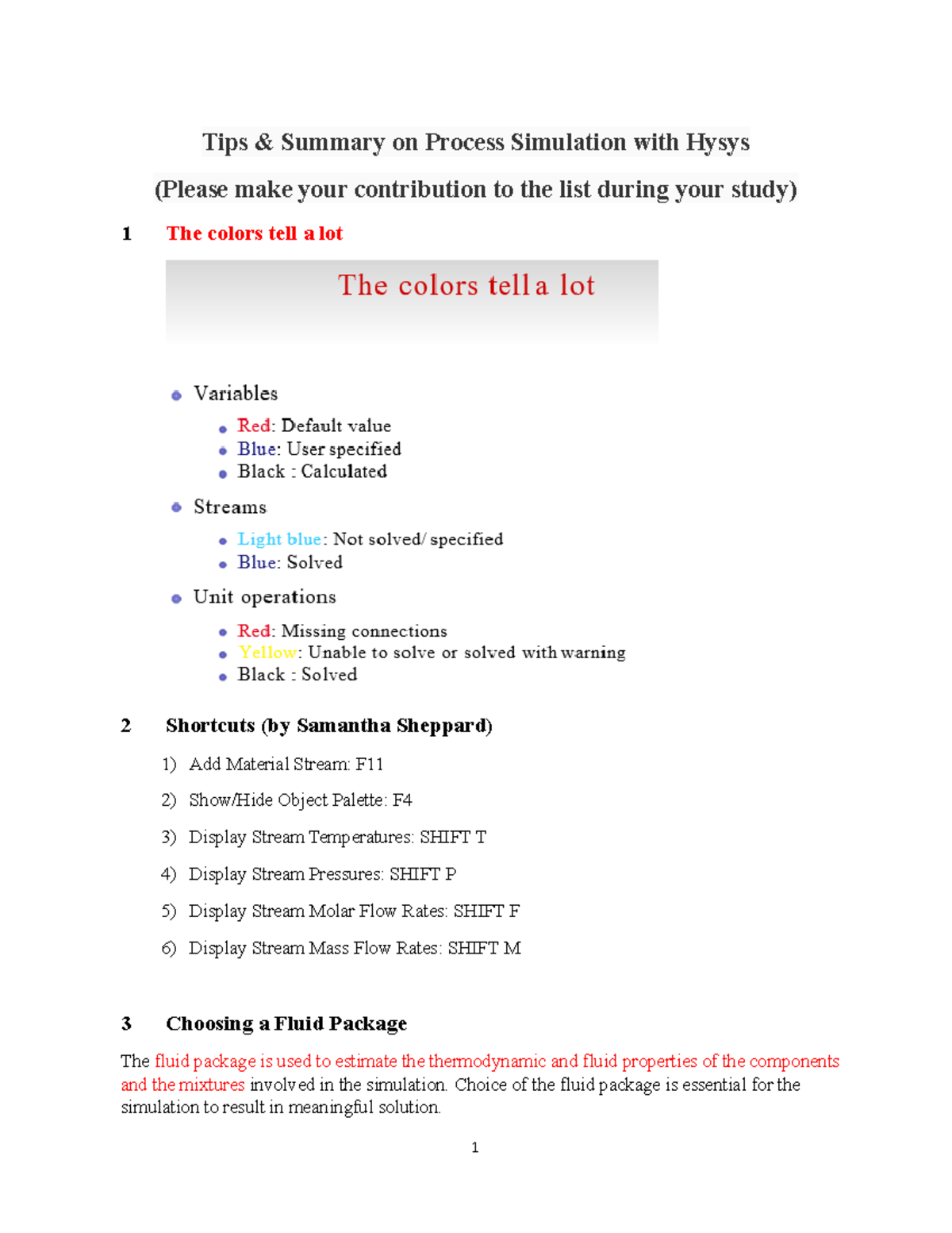 0 Hysys-Tips - tips - Tips & Summary on Process Simulation with Hysys (Please make your - Studocu