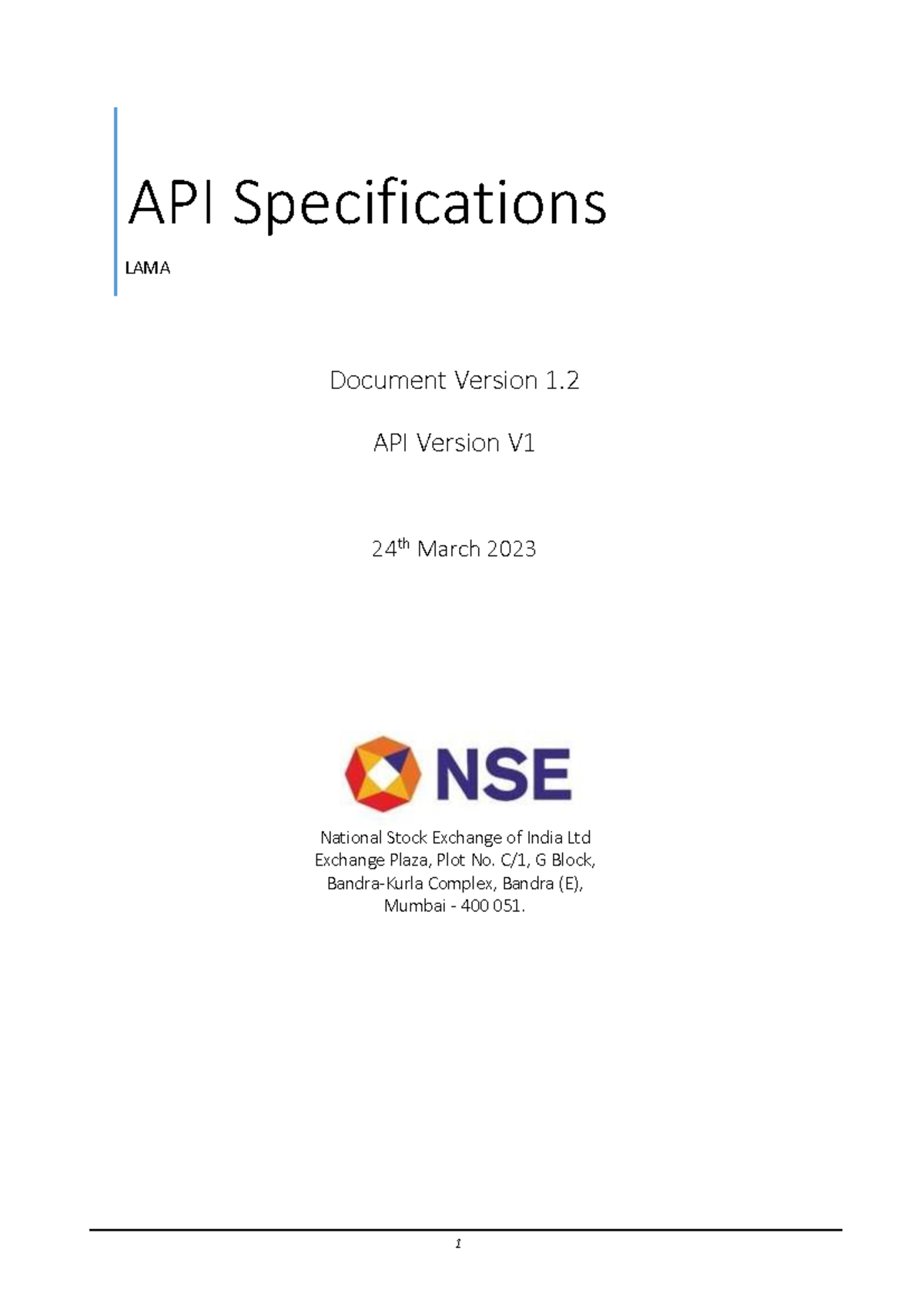 LAMA Api Specification Document V1.2 - Document Version 1. API Version ...