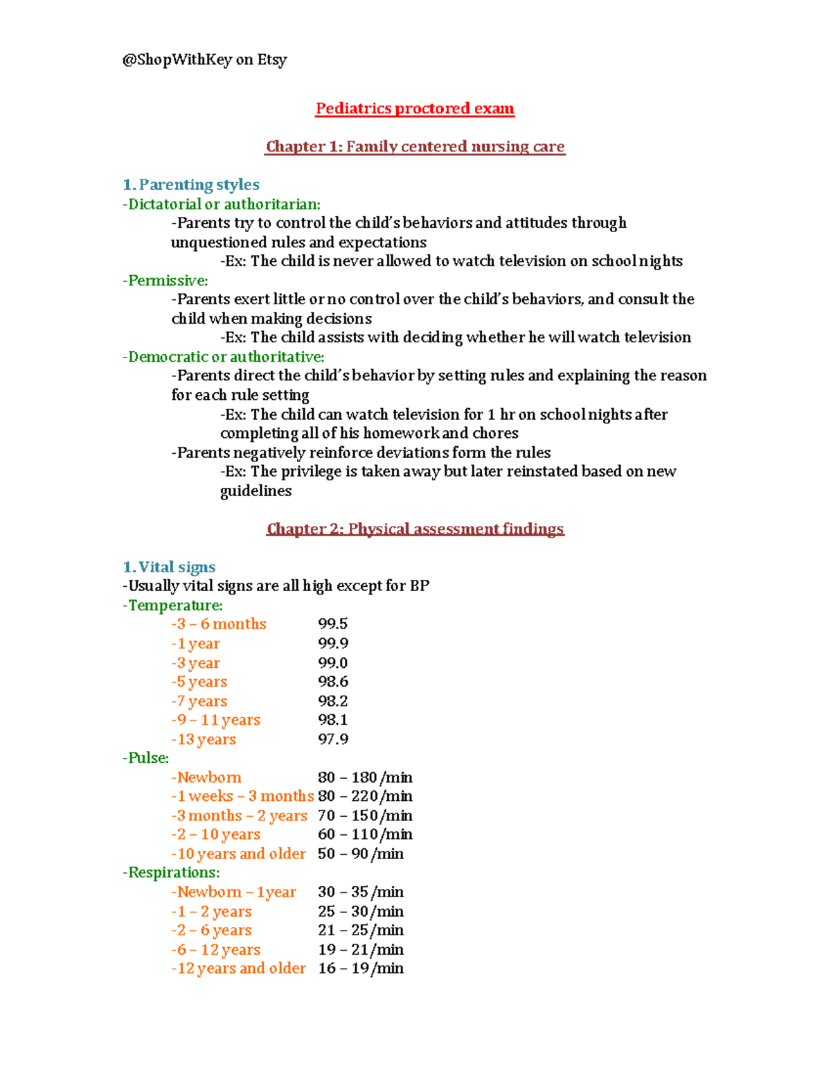PEDS PDF - Study guide - P ed iatrics proctored exam Chapter 1: Fam ily ...