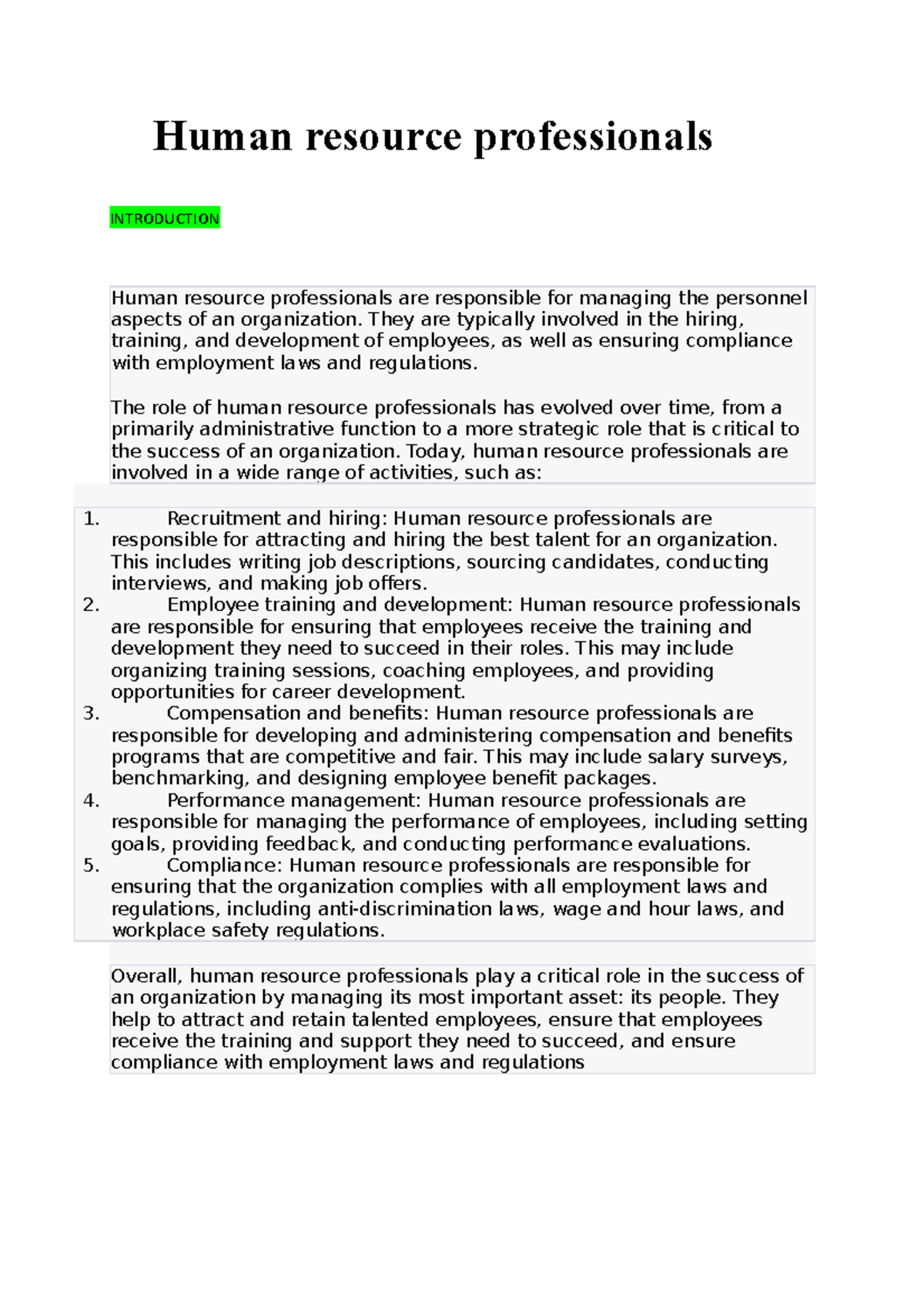 Human resource professionals - Human resource professionals ...