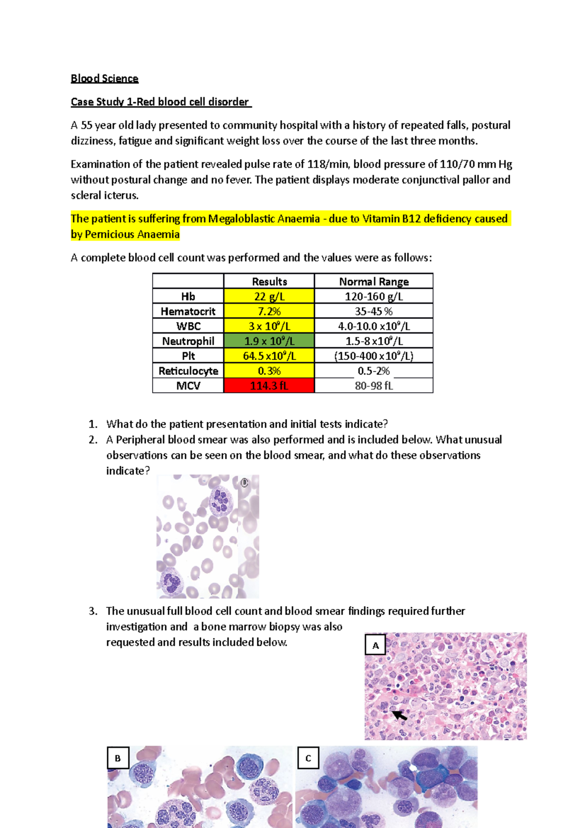 Red Blood Cells Case Studies - Blood Science Case Study 1-Red blood ...