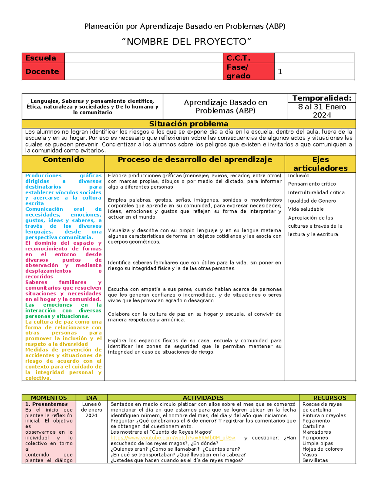 Proyecto sobre accidentes 1 preescolar - Planeación por Aprendizaje ...
