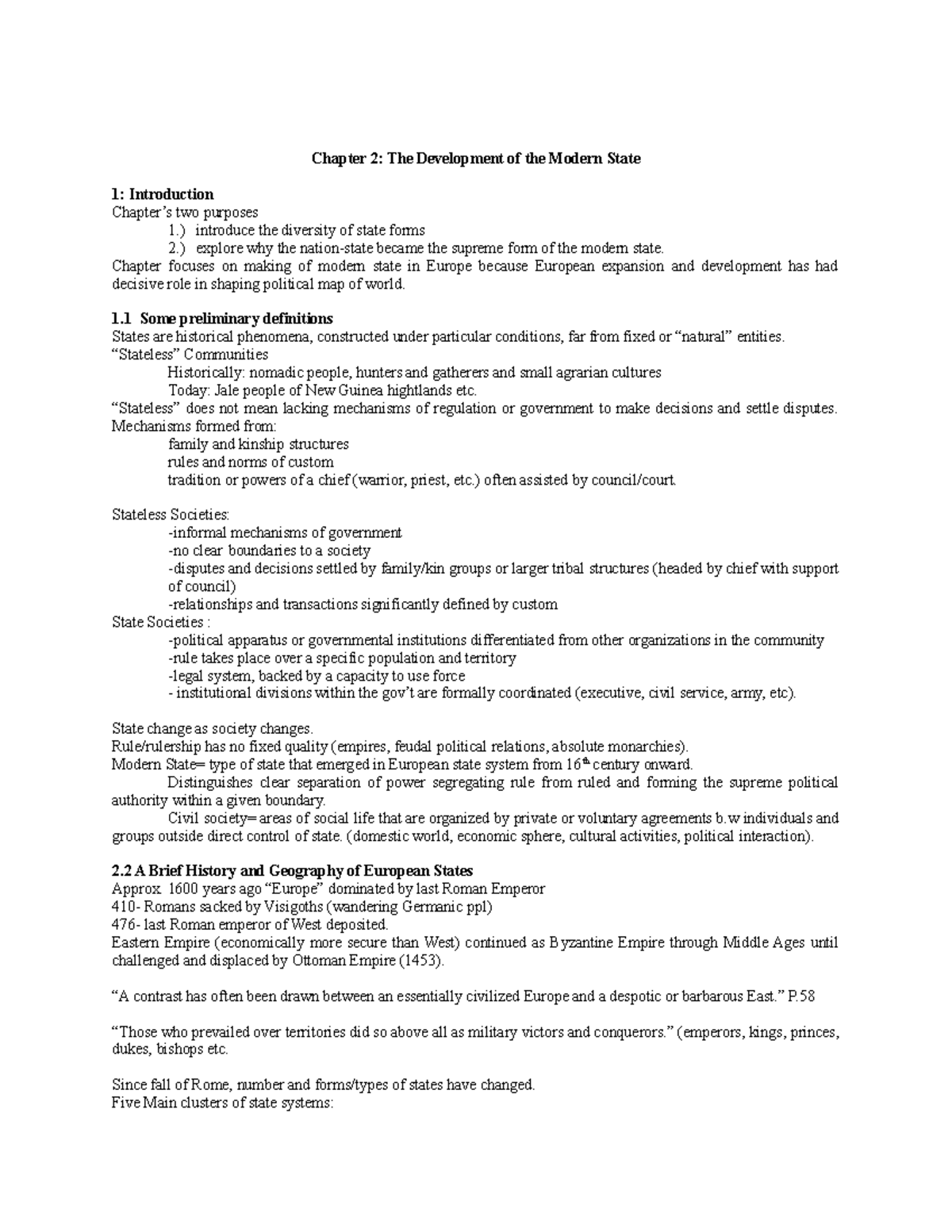 Modernity - Chapter 2: The Development of the Modern State 1 ...