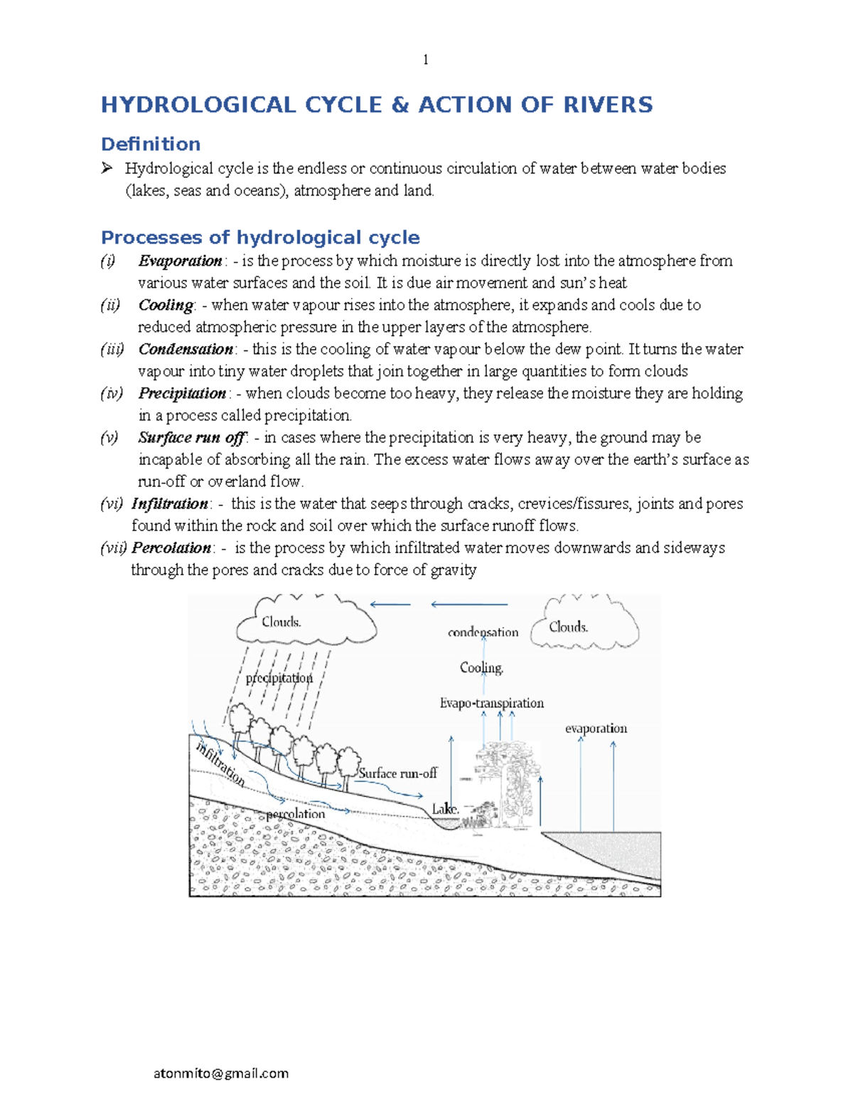 Hydrological Cycle & Action OF Rivers - HYDROLOGICAL CYCLE & ACTION OF ...
