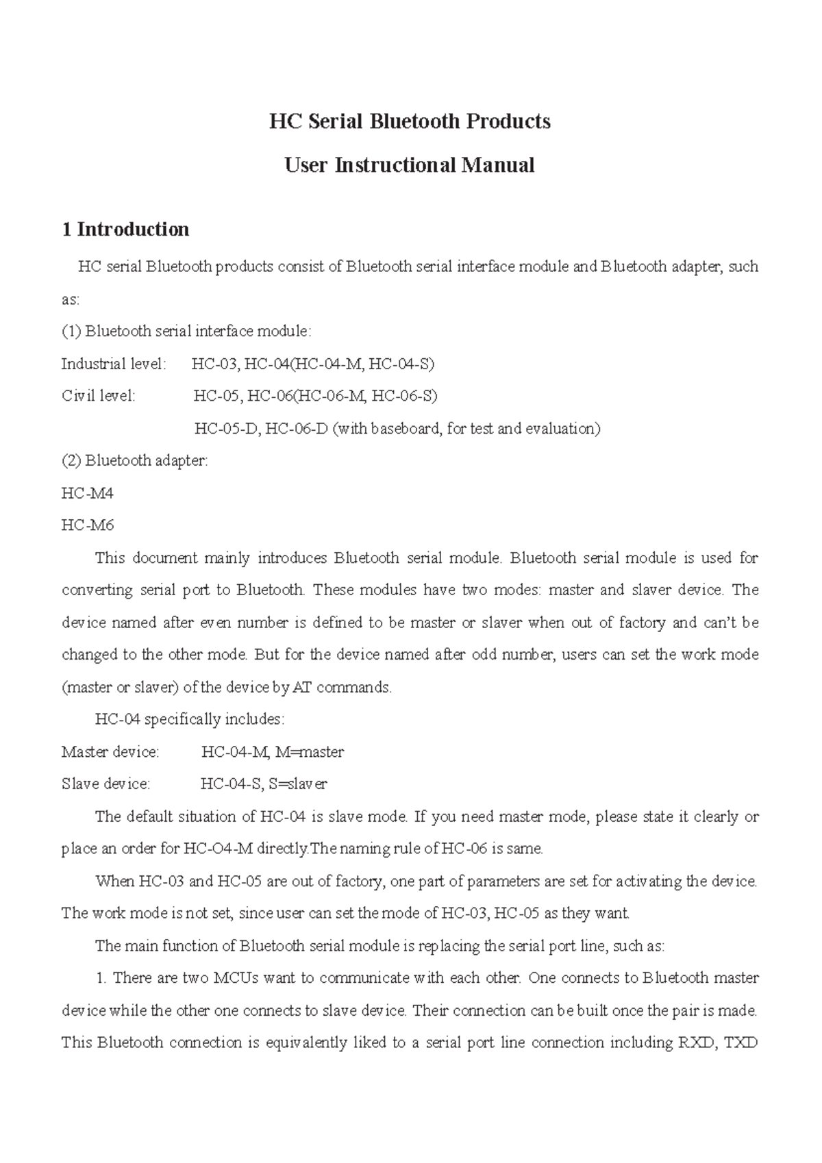 HC06 Bluetooth Module Datasheet - HC Serial Bluetooth Products User ...