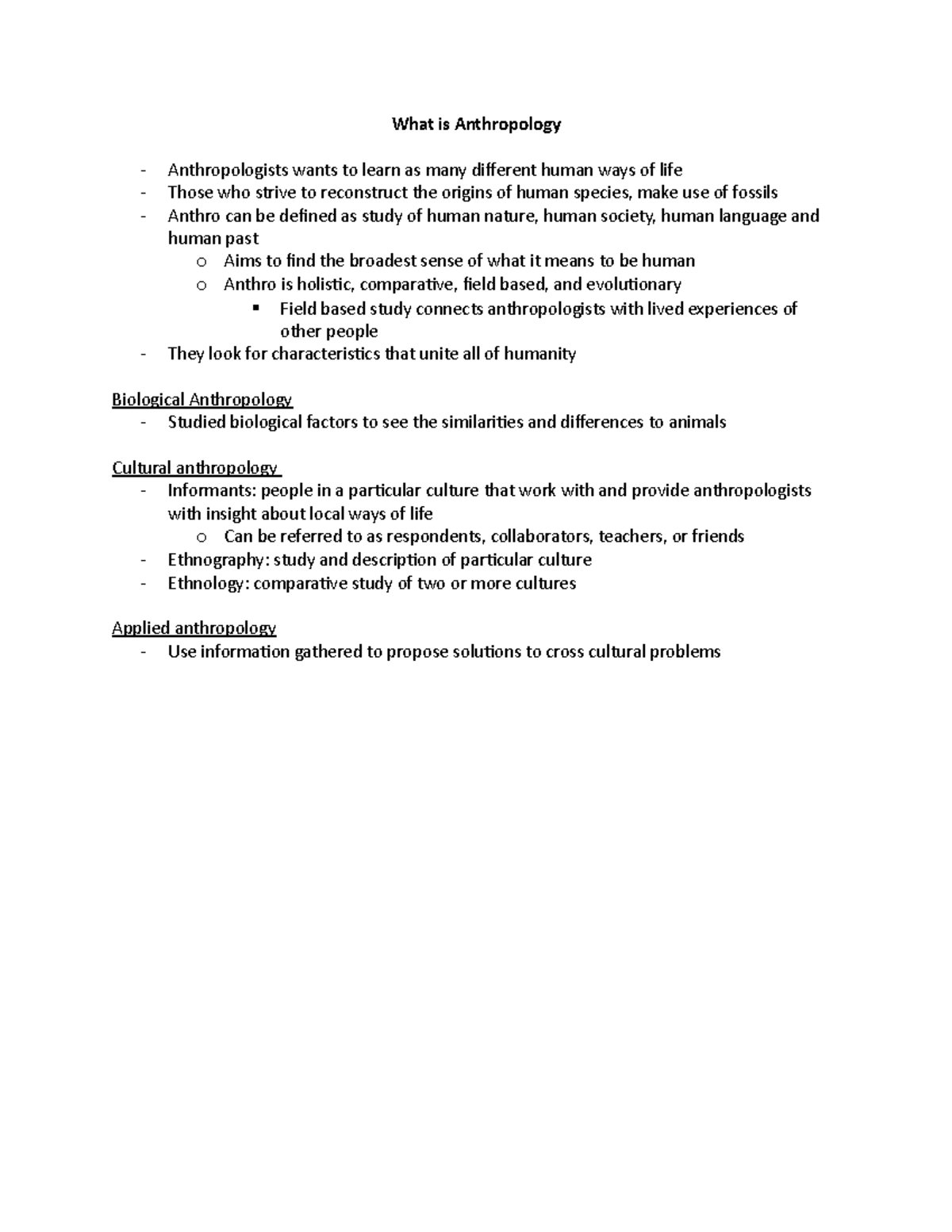 Anthro Textbook chapter 1 - What is Anthropology Anthropologists wants ...