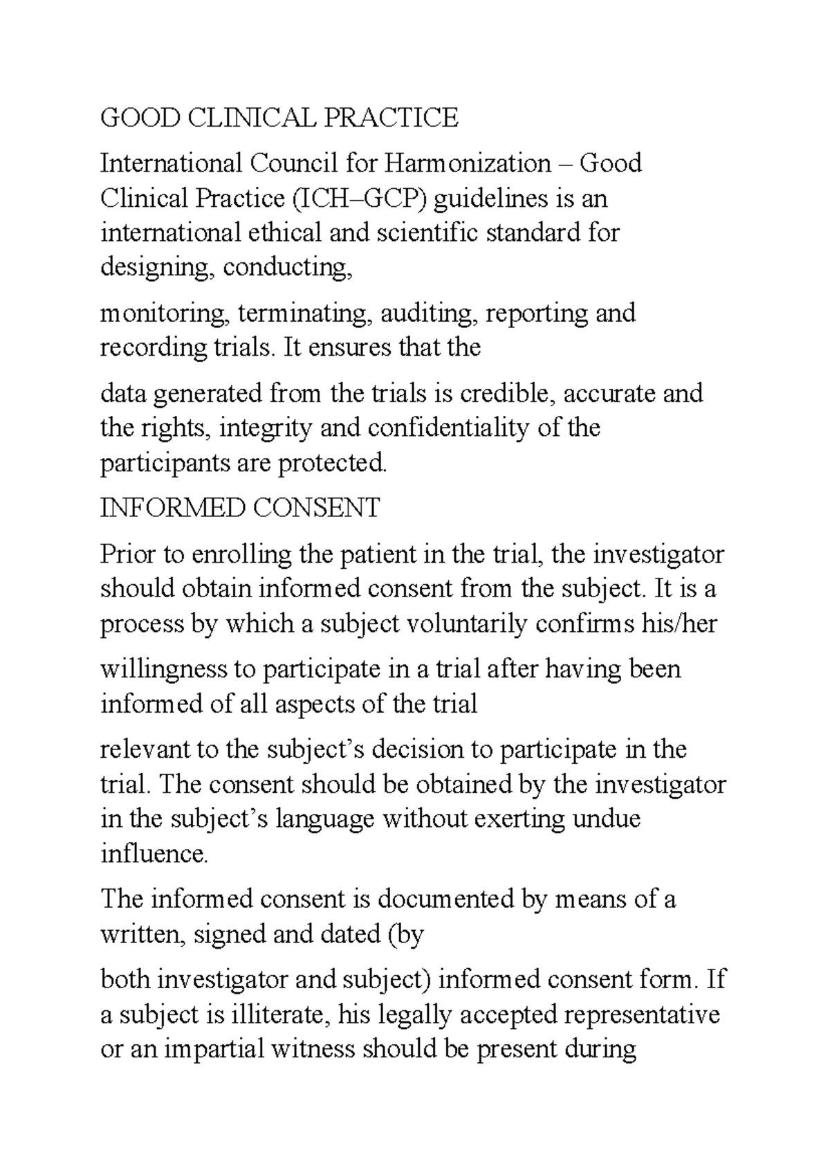 GOOD Clinical Practice - GOOD CLINICAL PRACTICE International Council ...