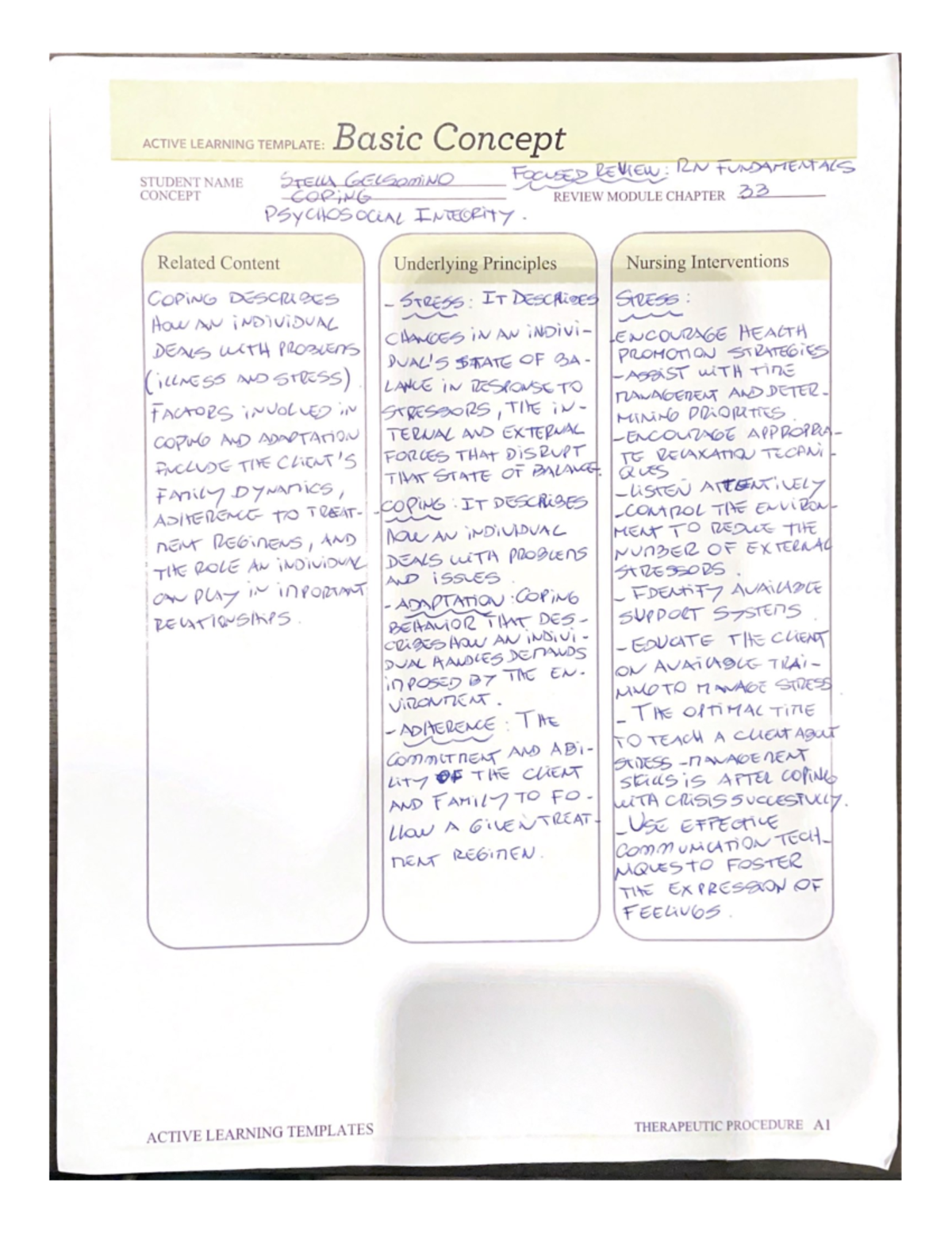 ATI Assessment Proctor Remediation - ACTIVE LEARNING TEMPLATE: Basic ...