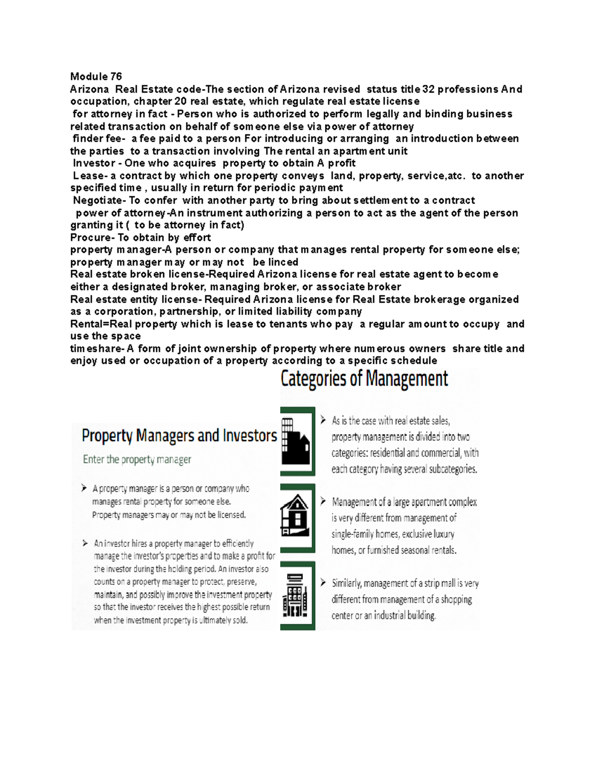 RE 101 - real estate - Module 76 Arizona Real Estate code-The section ...