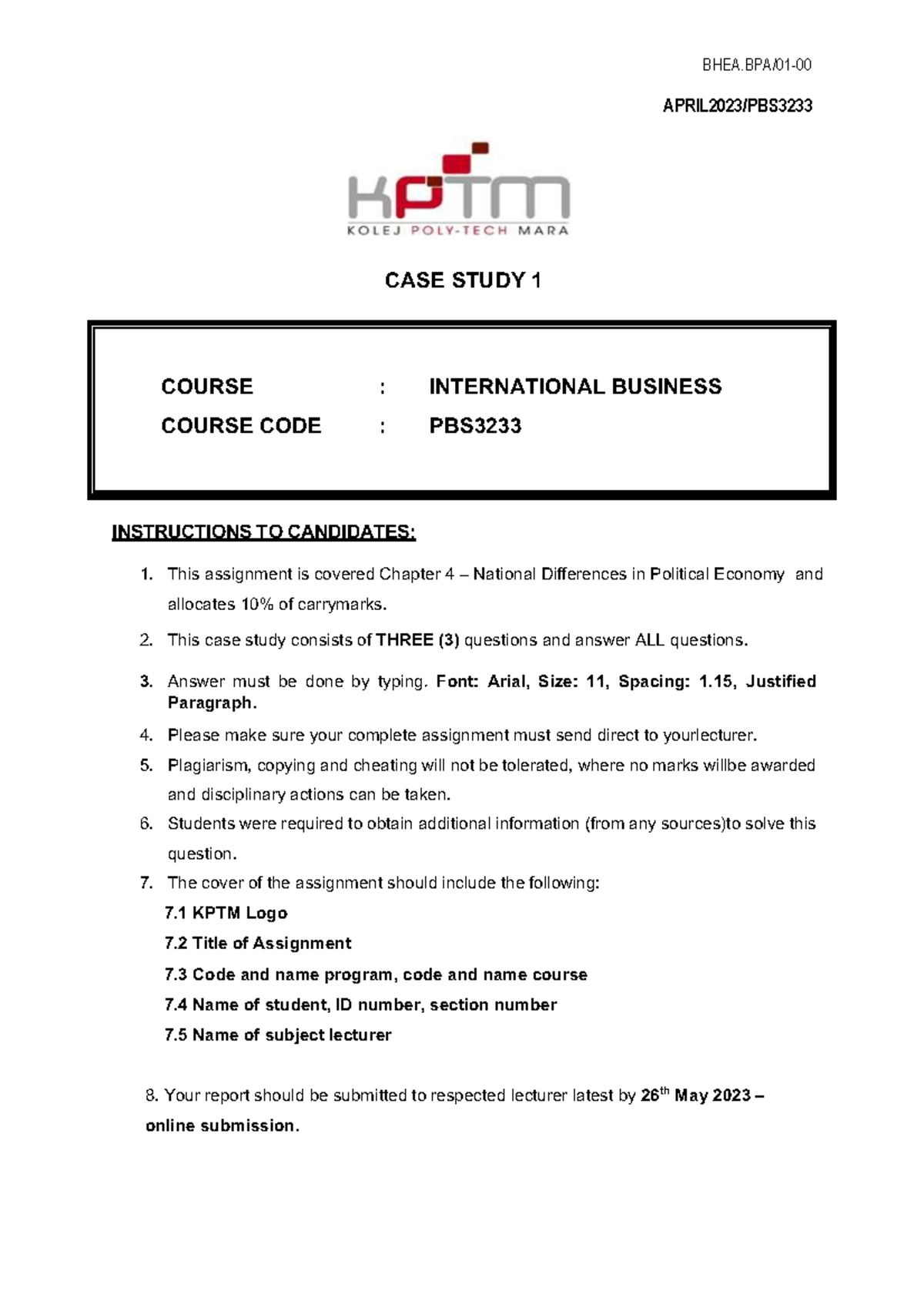 CASE Studies merged - assignment - APRIL2023/PBS CASE STUDY 1 ...