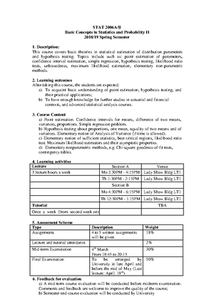 STAT2006 A 2020 - NANANANANA - Basic Concepts in Statistics and Probability II - Studocu