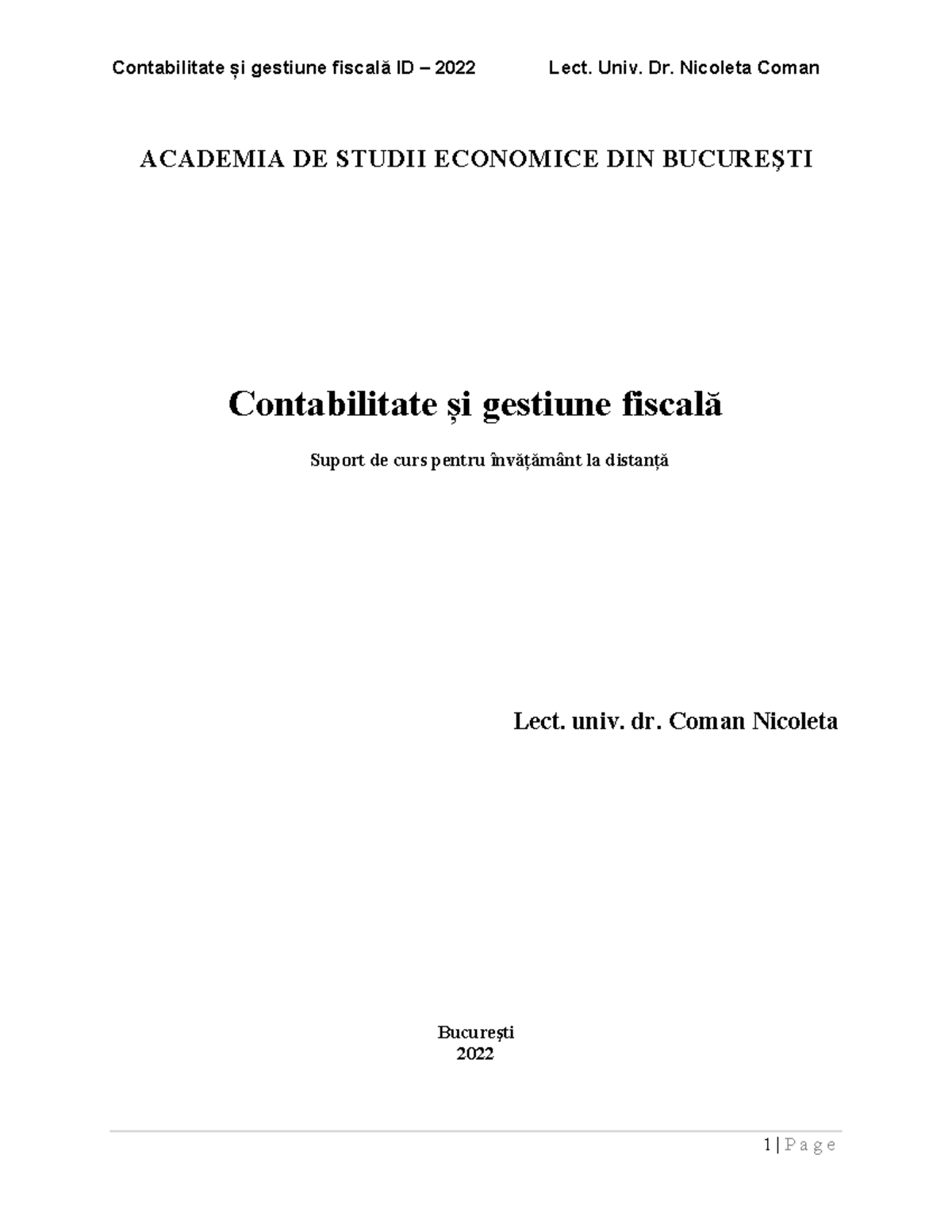 Fiscalitate ID 2022 Coman Nicoleta - ACADEMIA DE STUDII ECONOMICE DIN ...