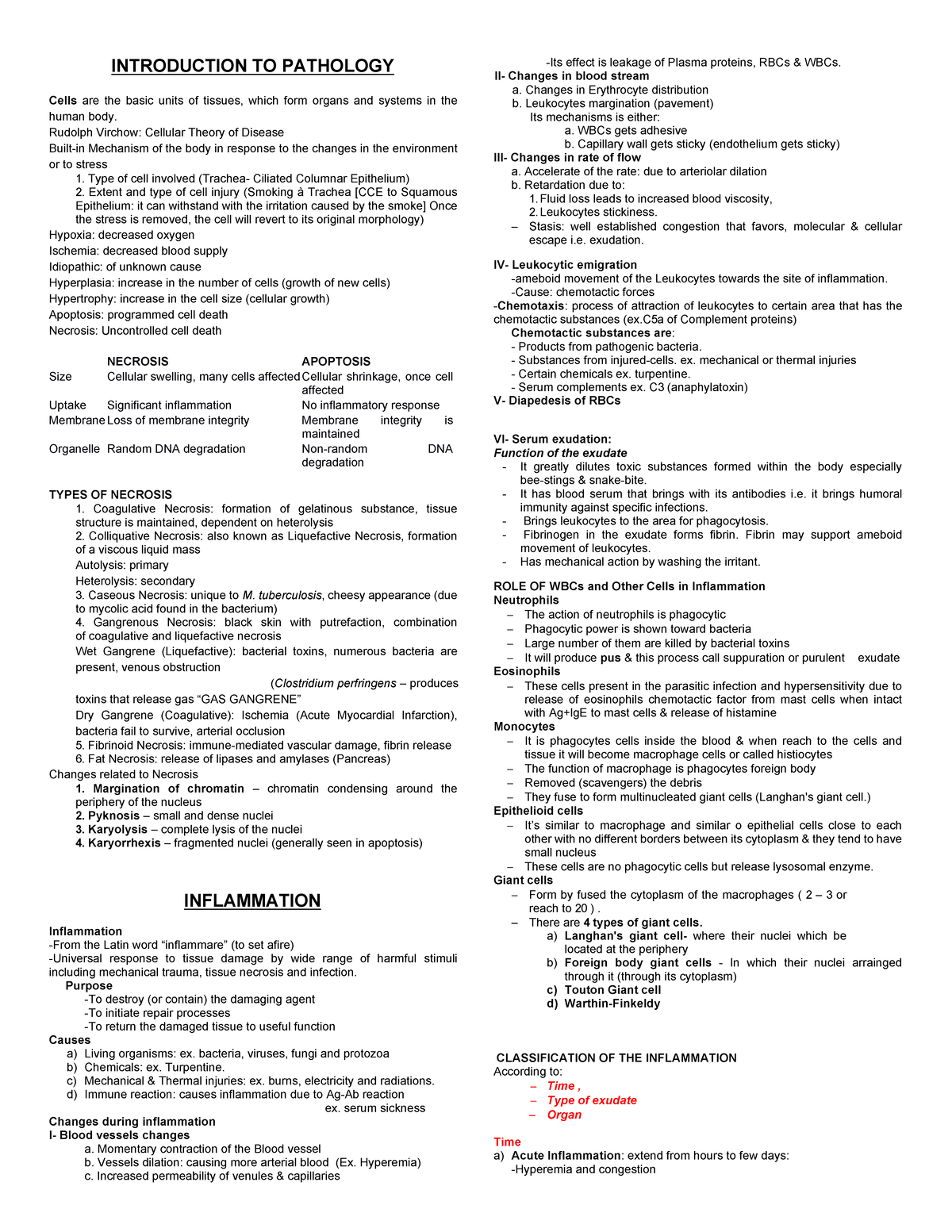 Histopathology-Notes - INTRODUCTION TO PATHOLOGY Cells are the basic ...