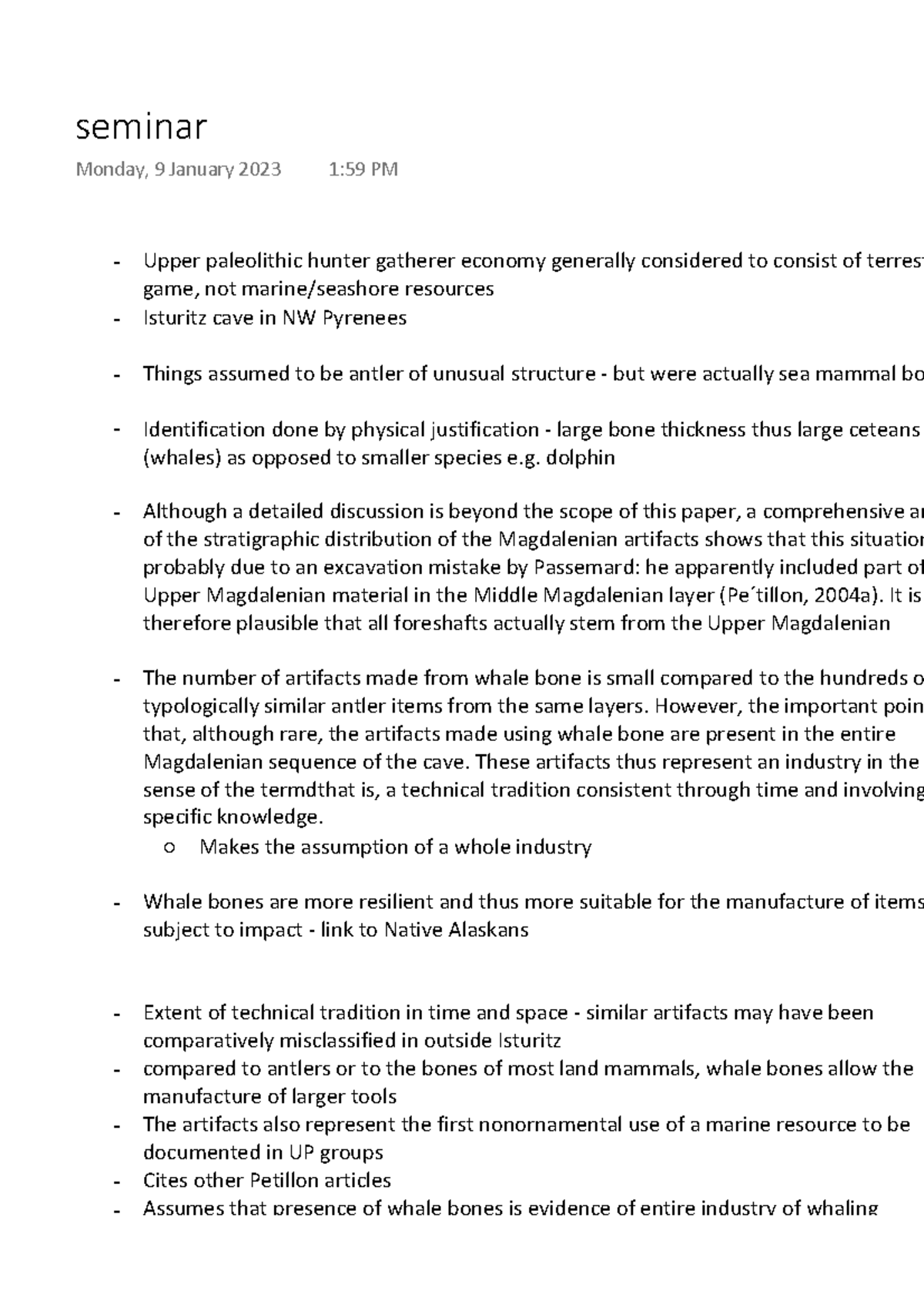 Seminar 4 - Upper paleolithic hunter gatherer economy generally ...