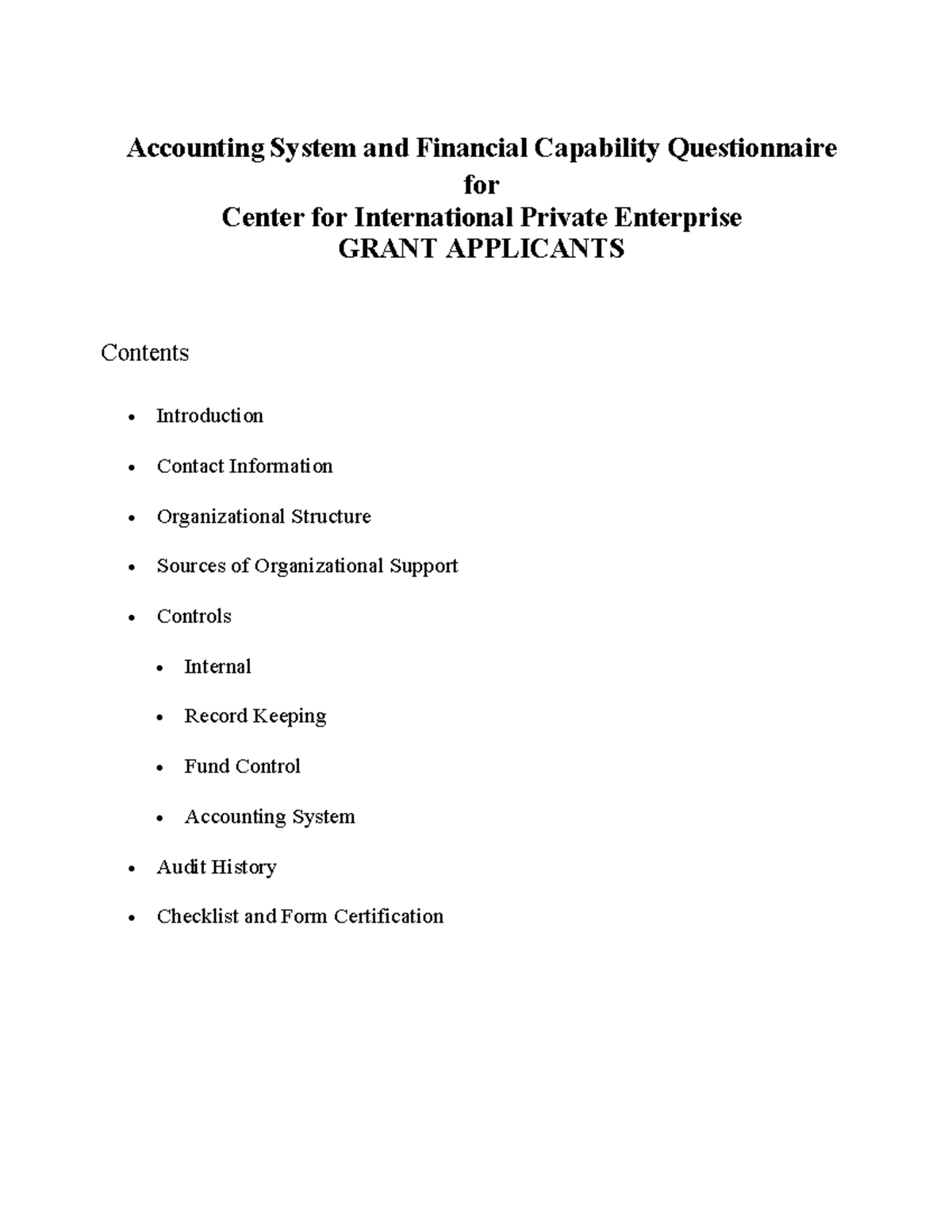 Accounting Questionnaire - Accounting System and Financial Capability ...