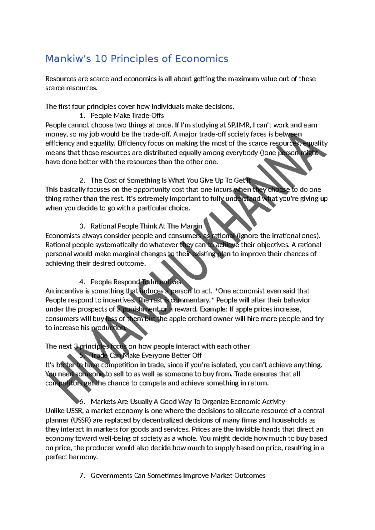 Mankiw's 10 Principles of Economics - Mankiw's 10 Principles of ...