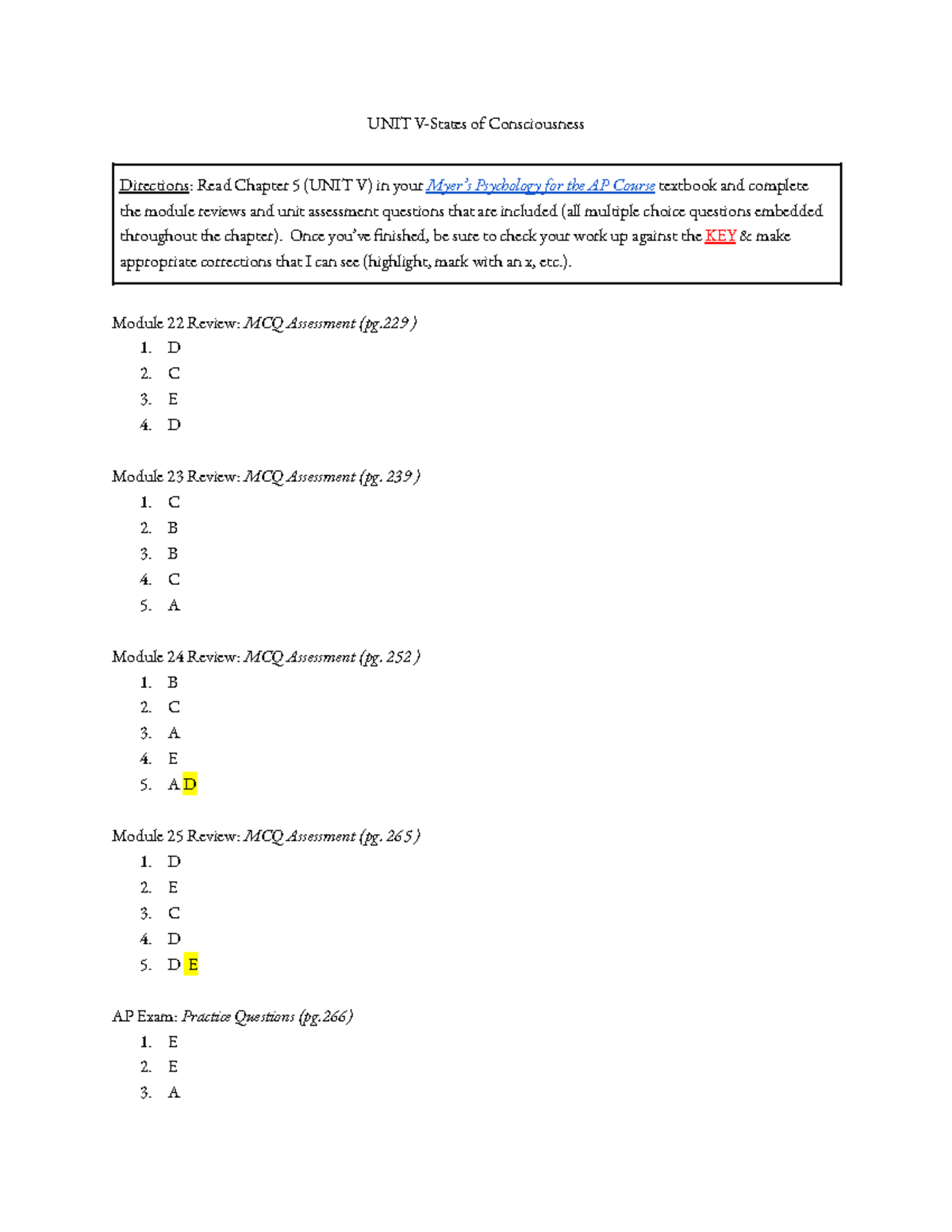 Copy of UNIT 5-Chapter Review Questions Answer Key - UNIT V-States of ...