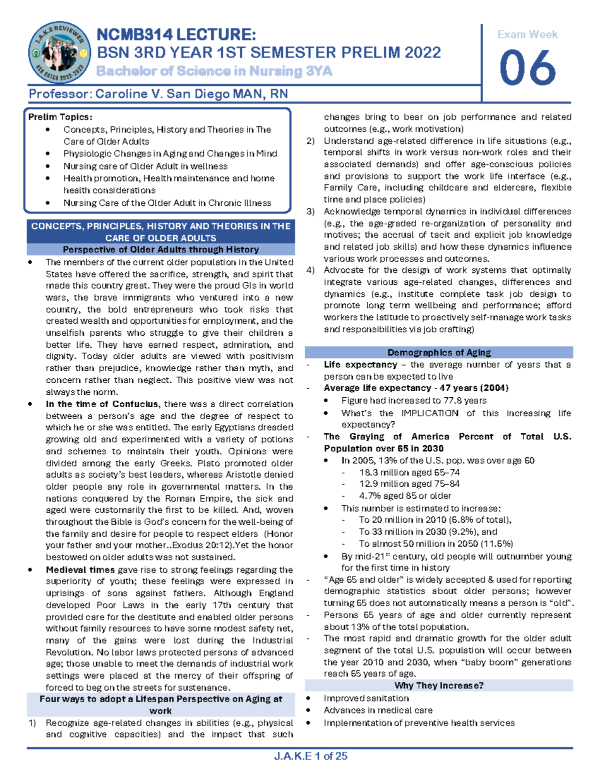 NCMB314-LEC- Prelim - goodluck - Professor: Caroline V. San Diego MAN ...