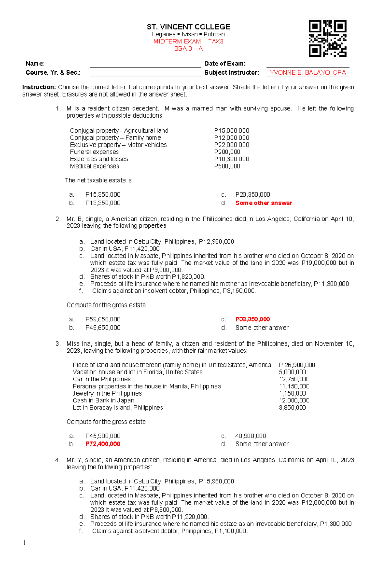 Balayo -TAX3- SET B -BSA3-A with answer - ST. VINCENT COLLEGE Leganes ...
