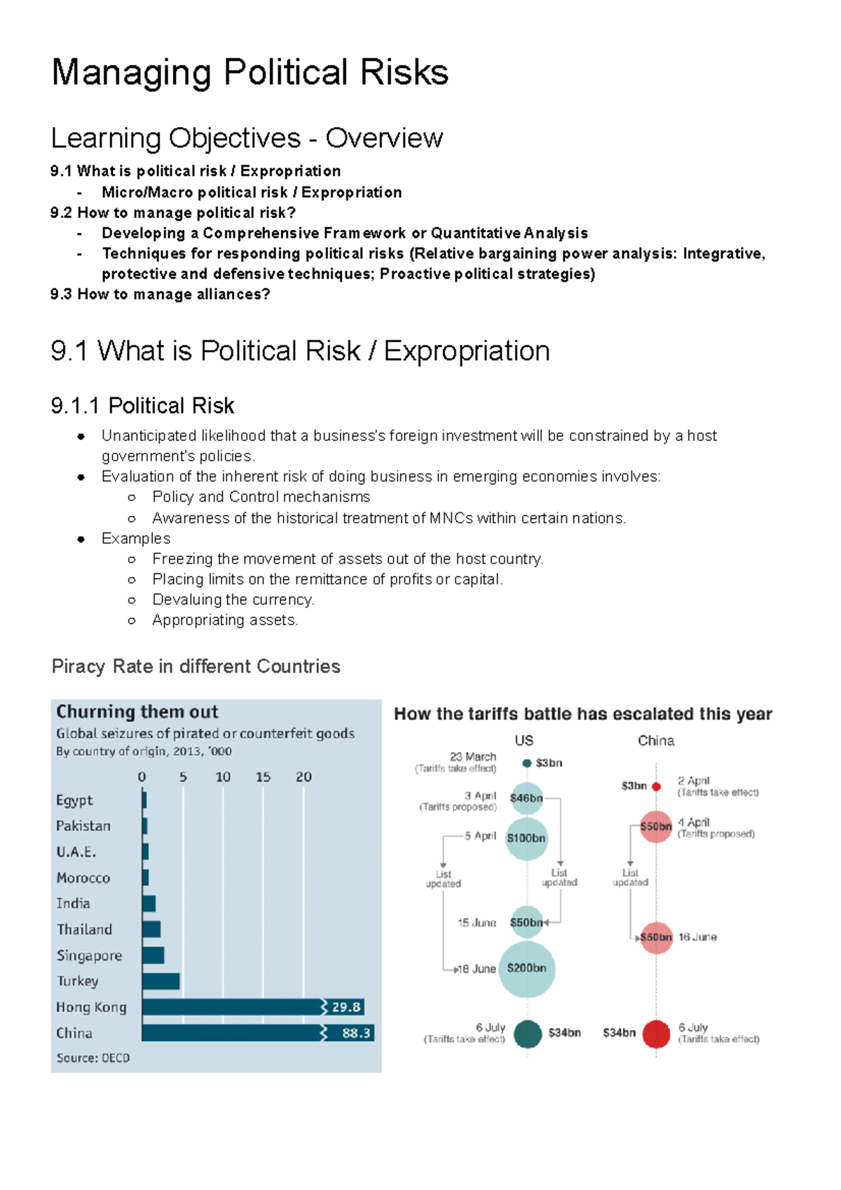 Lecture Week 9 - Managing Political Risks - Managing Political Risks ...