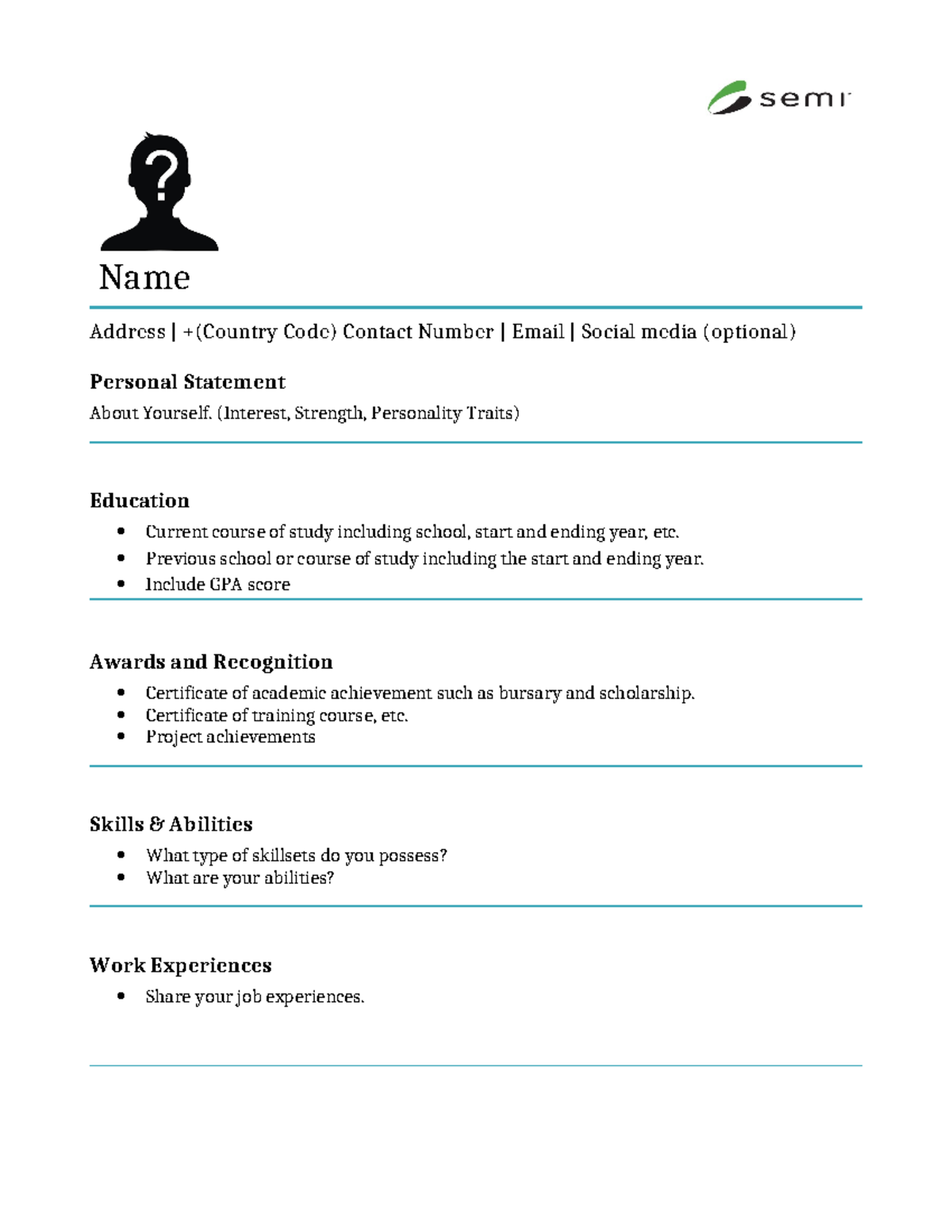 Resume Template SEMI - Giai cấp công nhân là giai cấp - Name Address ...