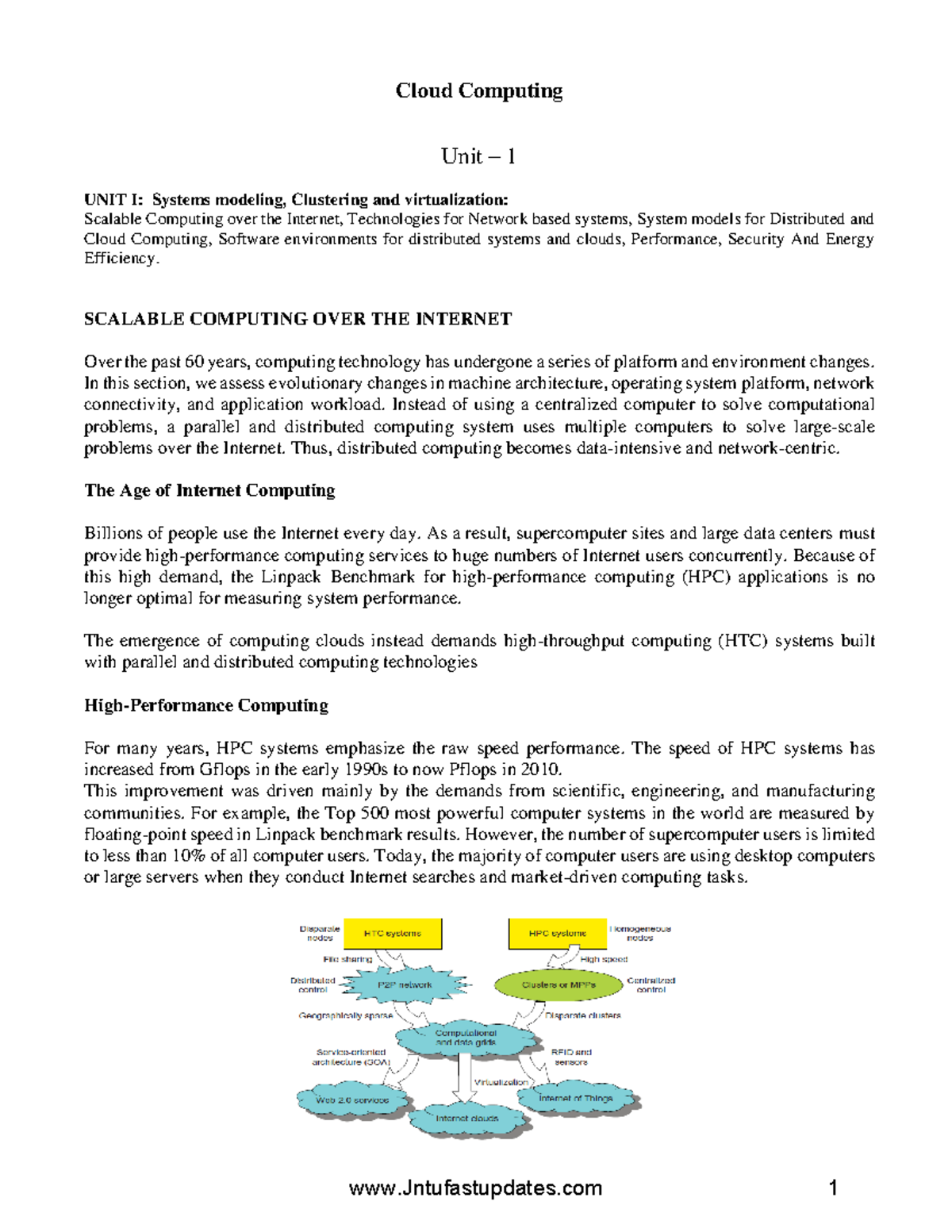 Cloud Computing R16 - UNIT-1 - Cloud Computing Unit – 1 UNIT I: Systems ...