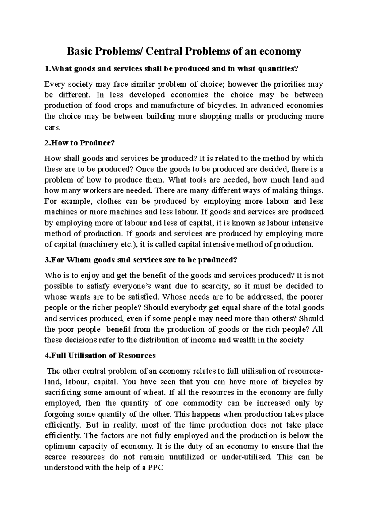 Basic Problems Open course - Basic Problems/ Central Problems of an ...